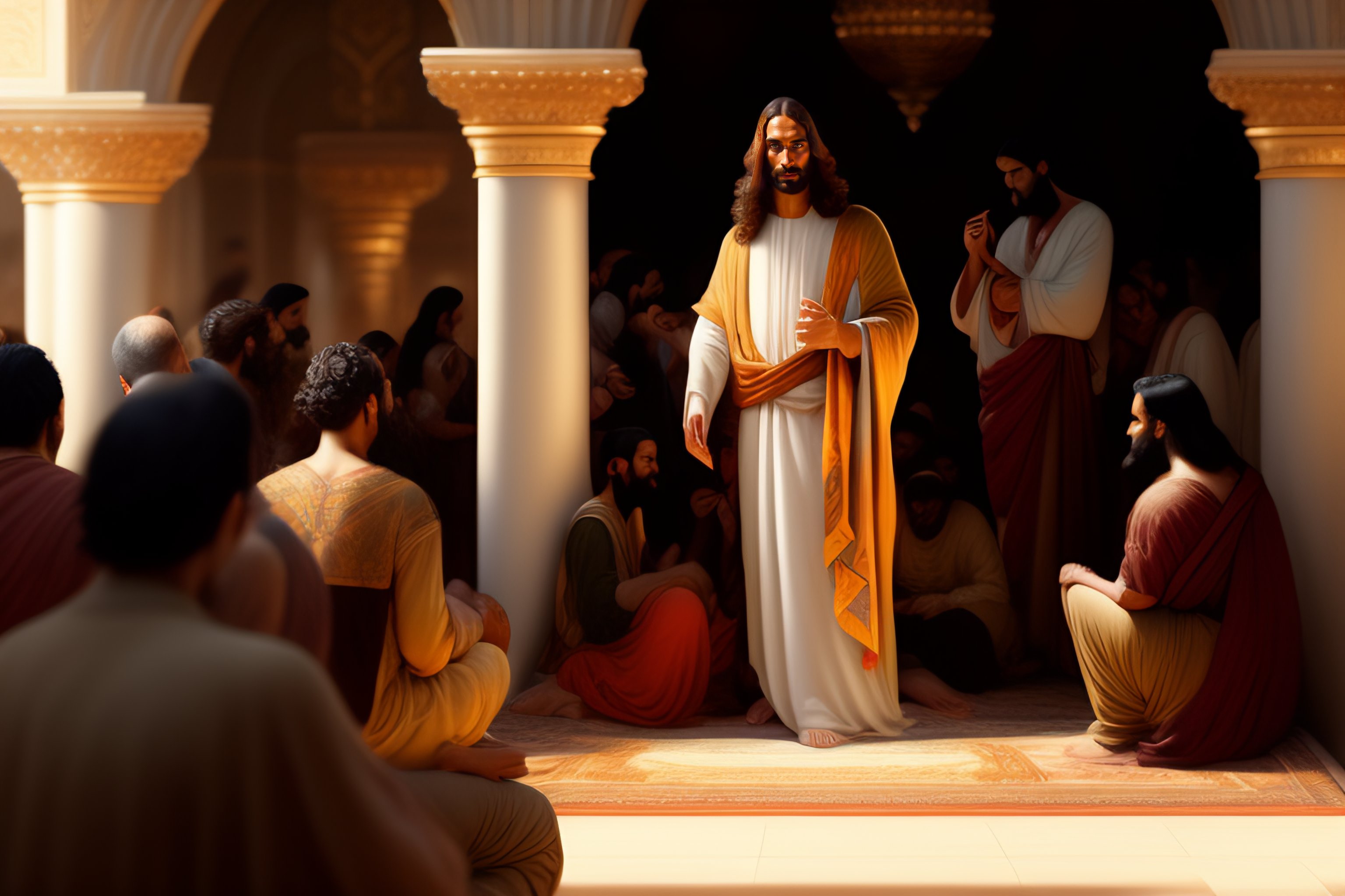 Lexica - Photo of Jesus, standing by a man lying on a mat, in the midst ...