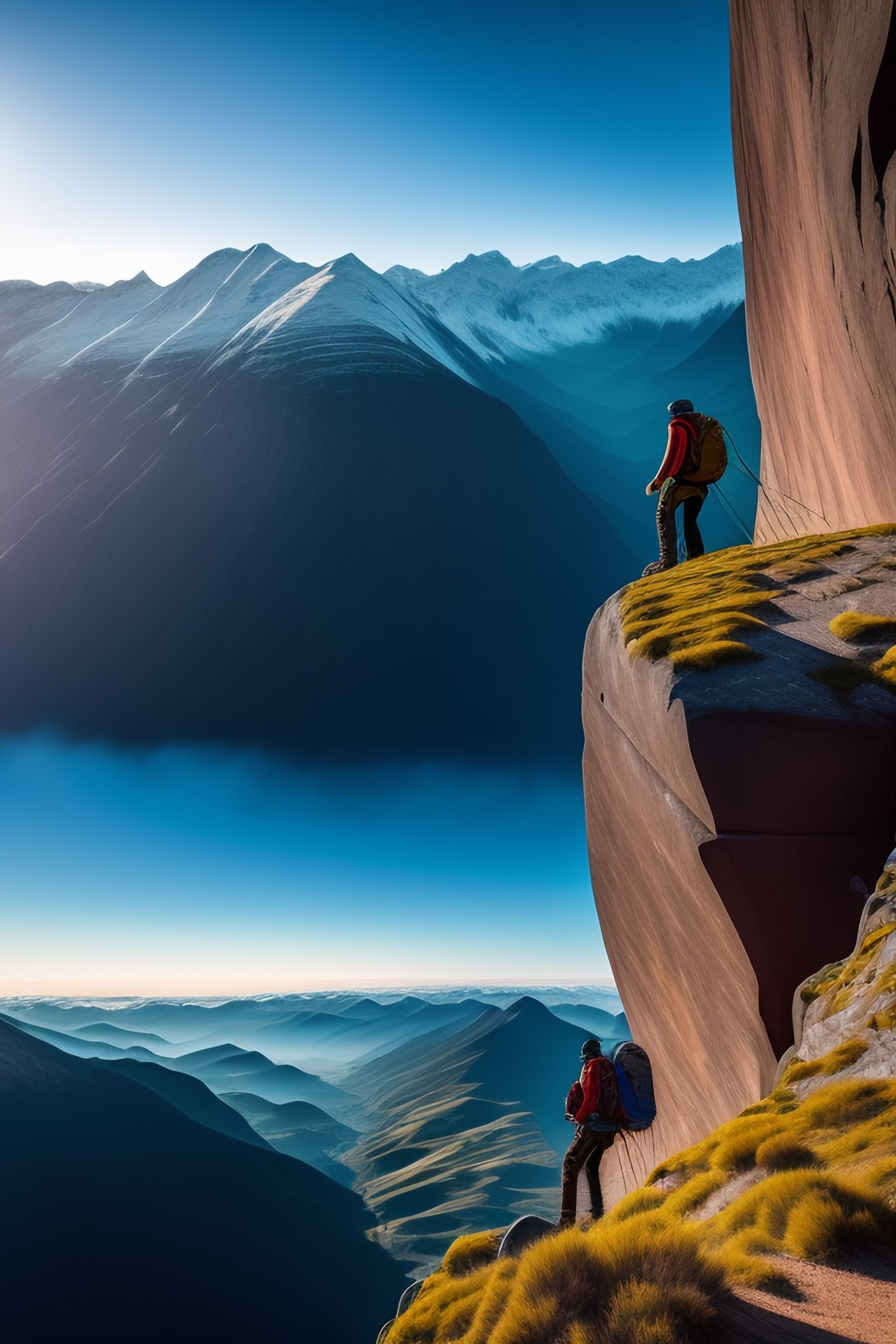 Lexica - Man climbs mountain goal at the top