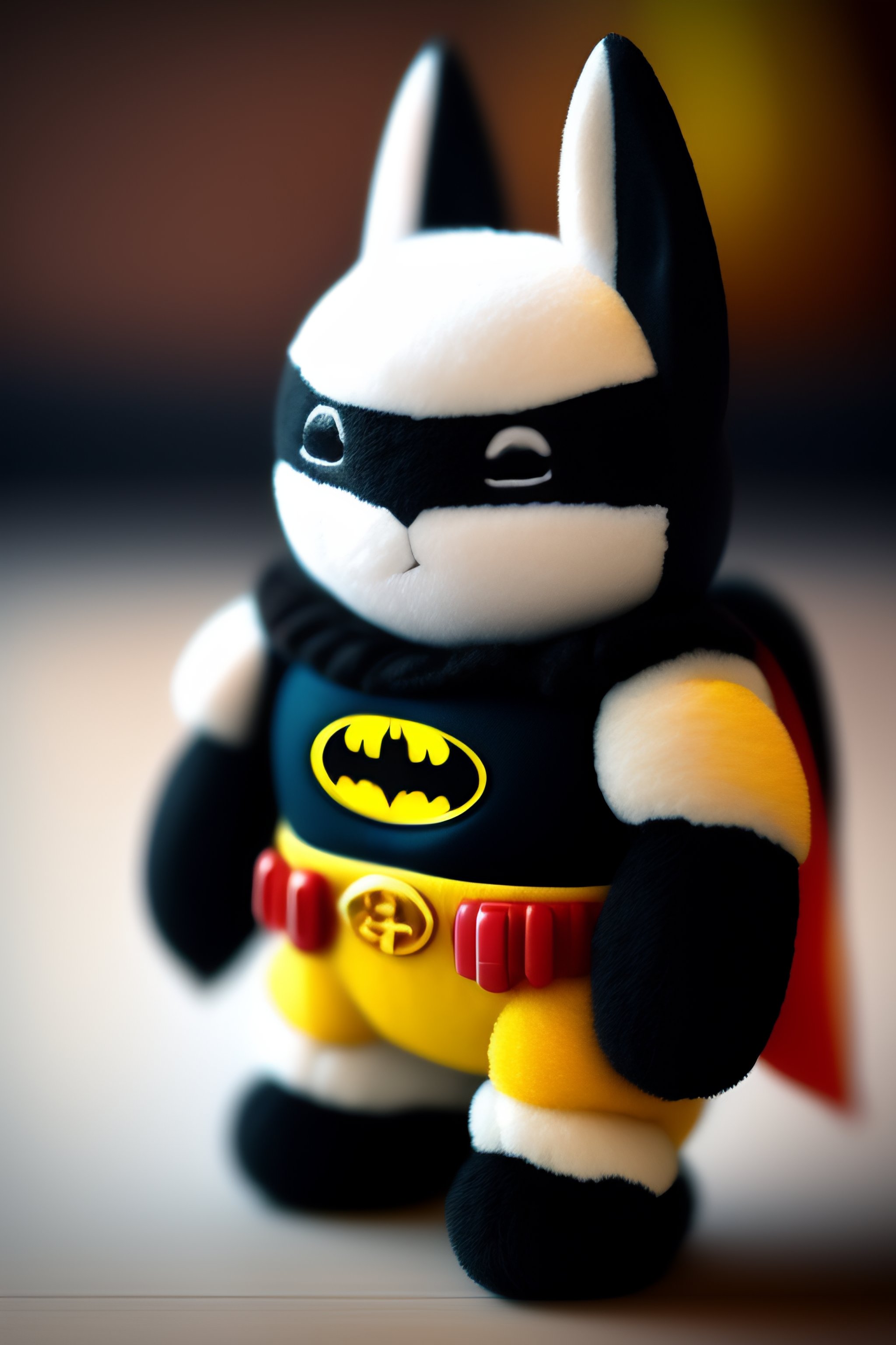 Lexica - Soft batman Bunny robot working on a smartphone