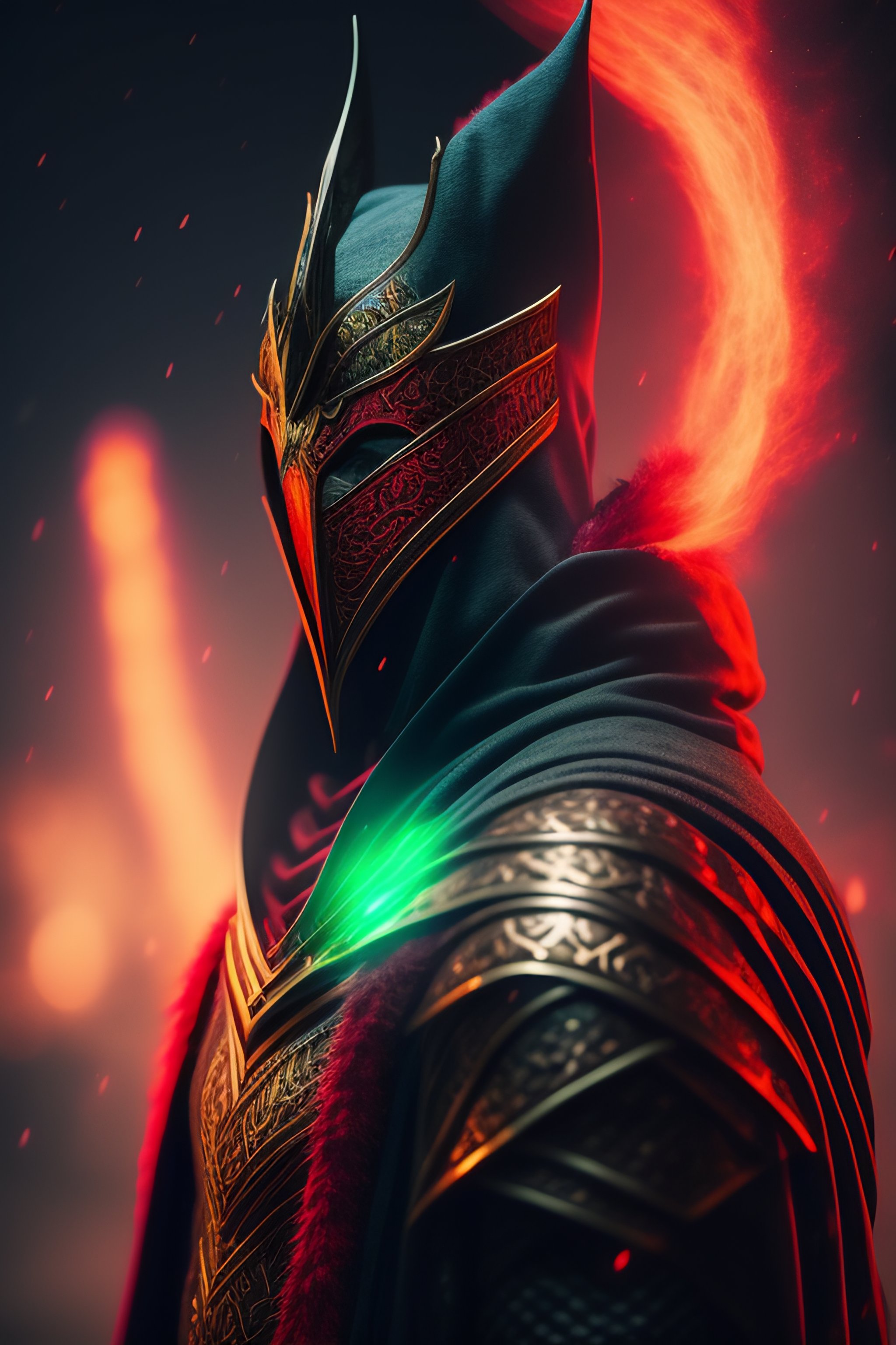 Lexica - Strange mask, wizard ,runes on clothing, daedric, thorned ...