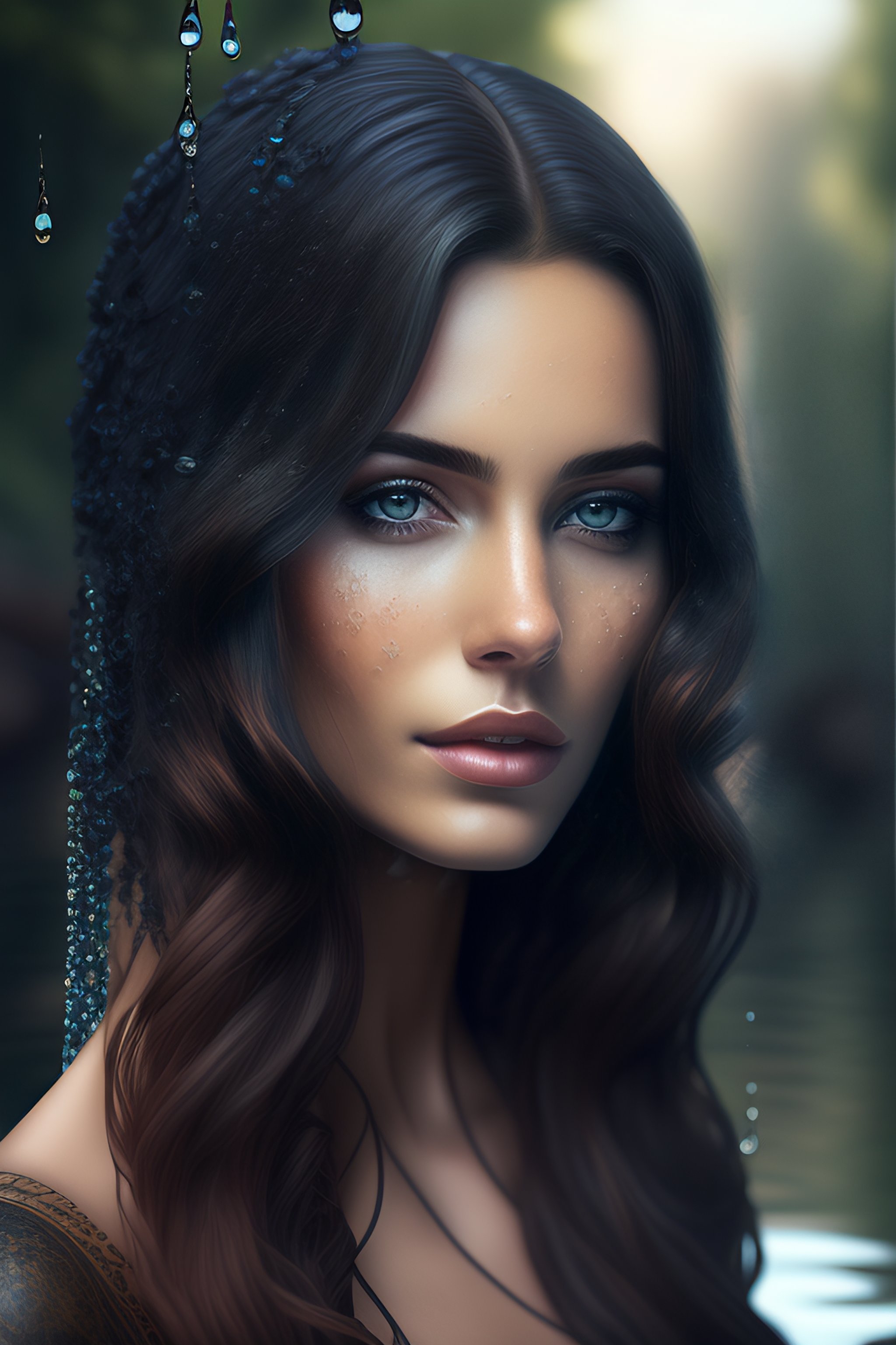 Lexica - Realistic gothic digital art portrait with water