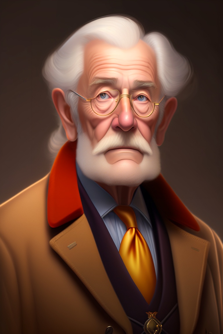 Lexica - A remarkable young-at-heart old man, wise and bold, gazes into ...