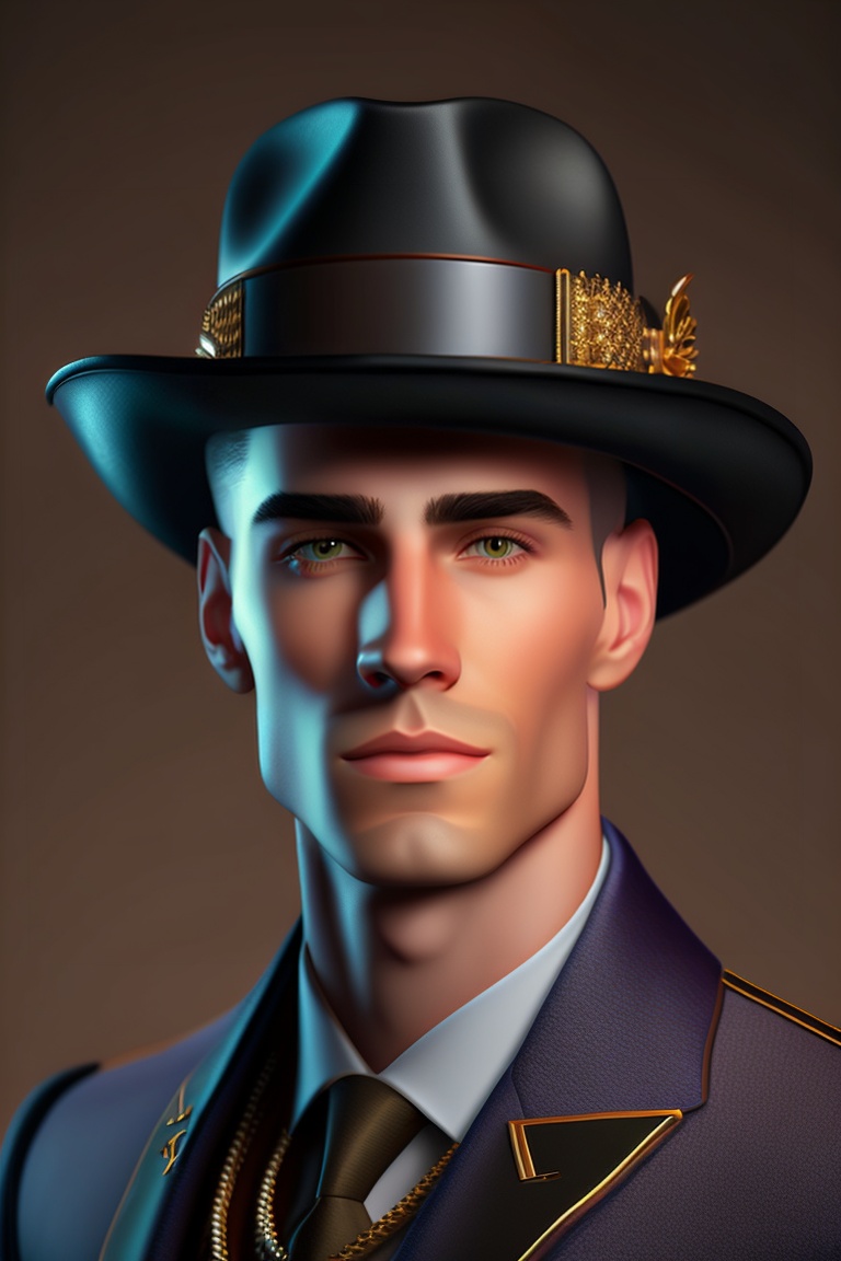 Lexica - A gentleman sharp jawline wearing a costly hat,dark black ...
