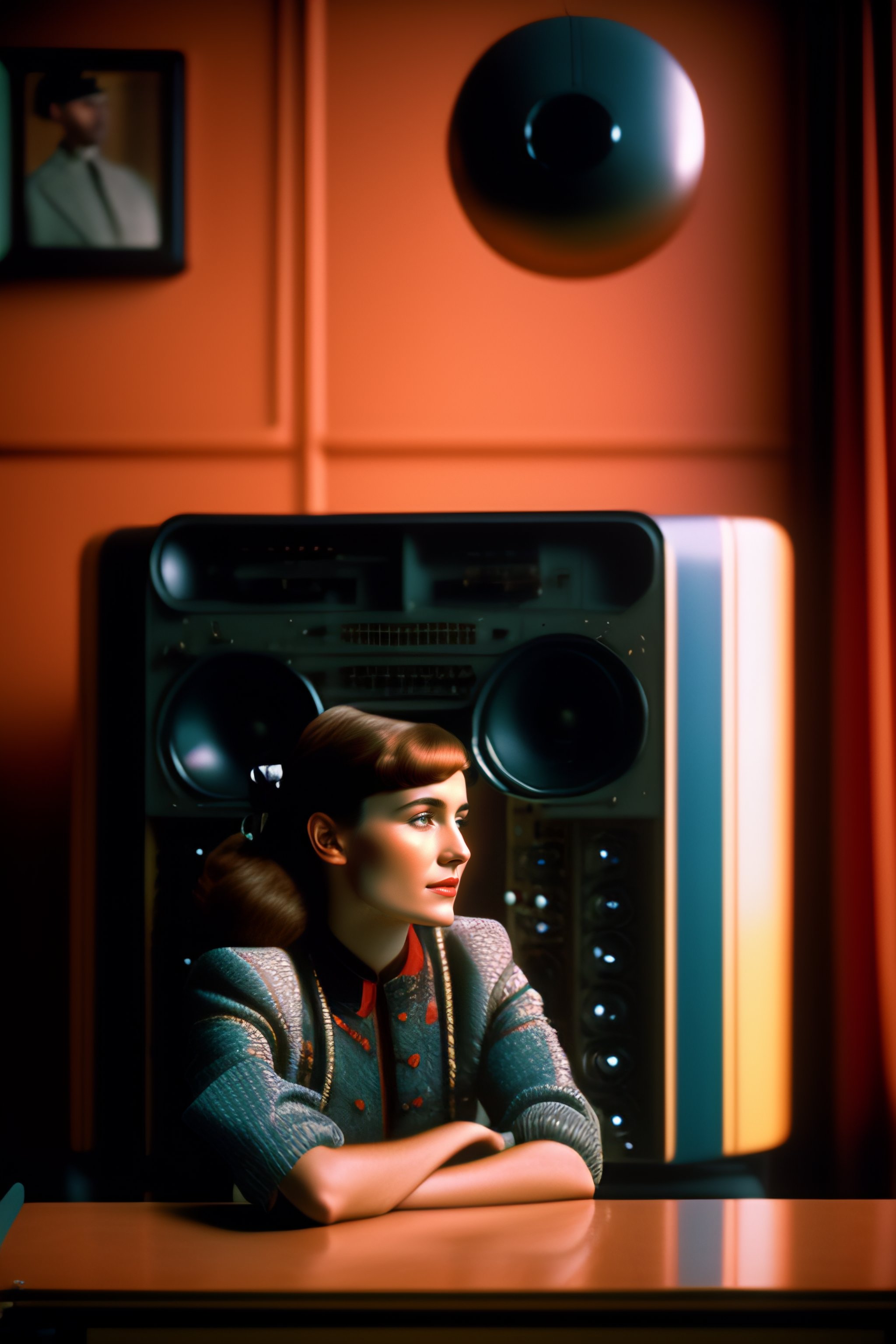 Lexica - A Soviet girl sitting in a chair in front of a soviet computer ...