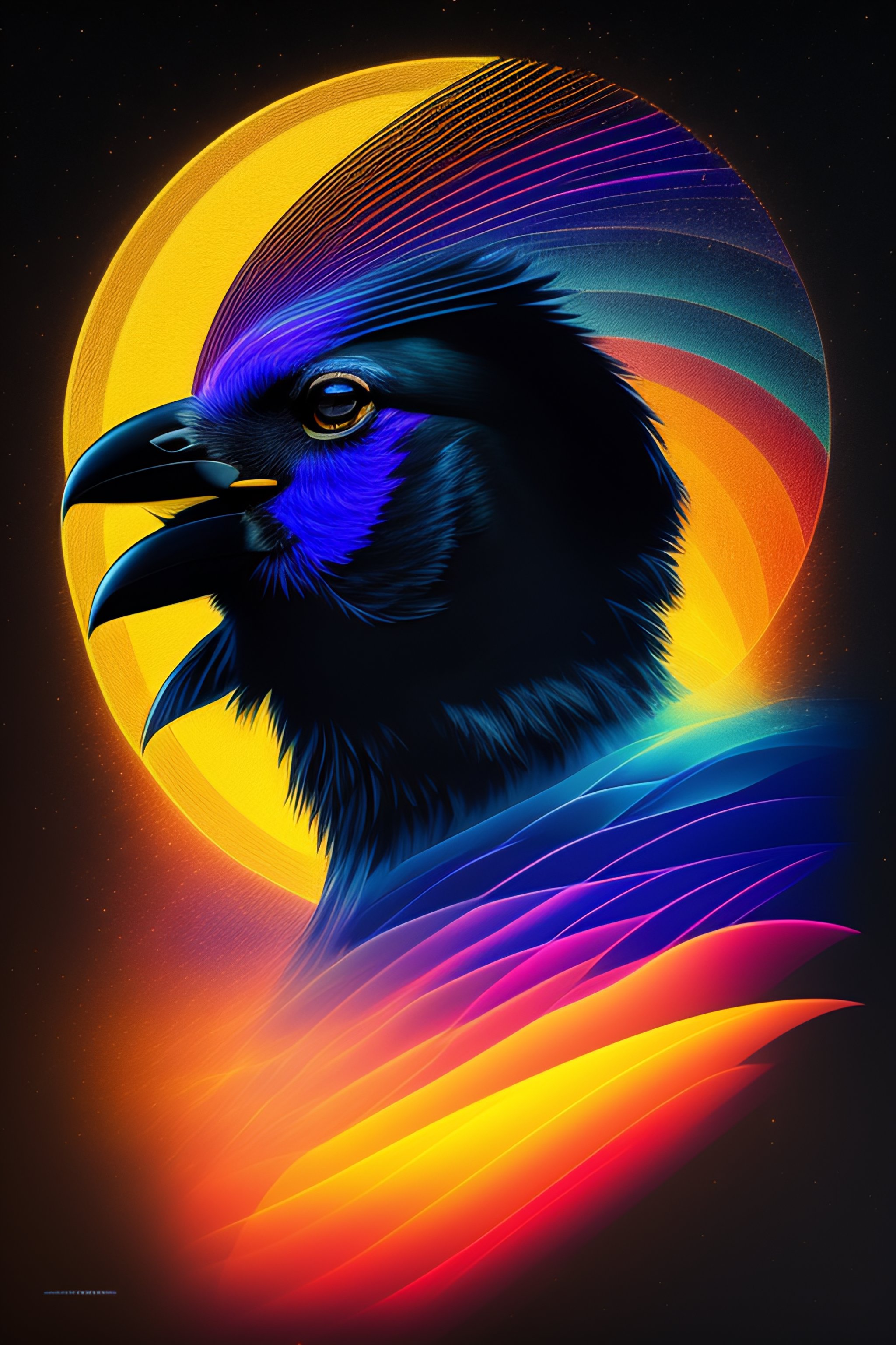 Lexica - The shape silhouette of a third eyed crow, stacked plot of ...