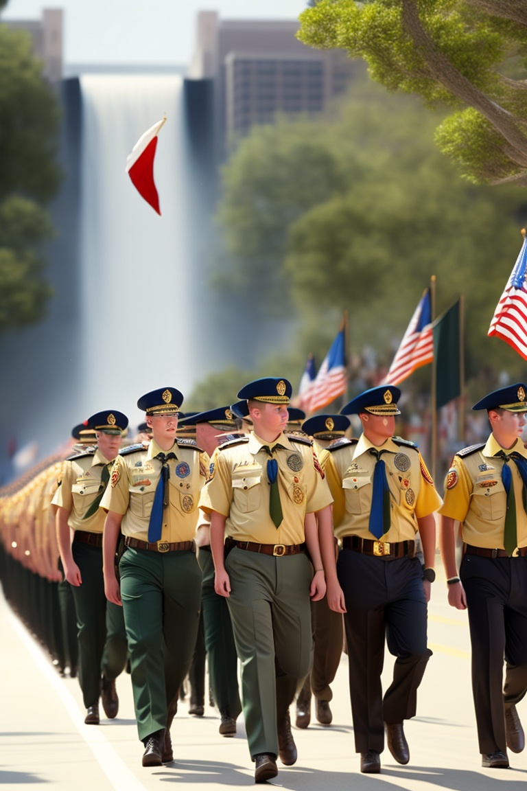 Lexica - A group of Boy Scouts of America Scouts, in uniform, marching ...