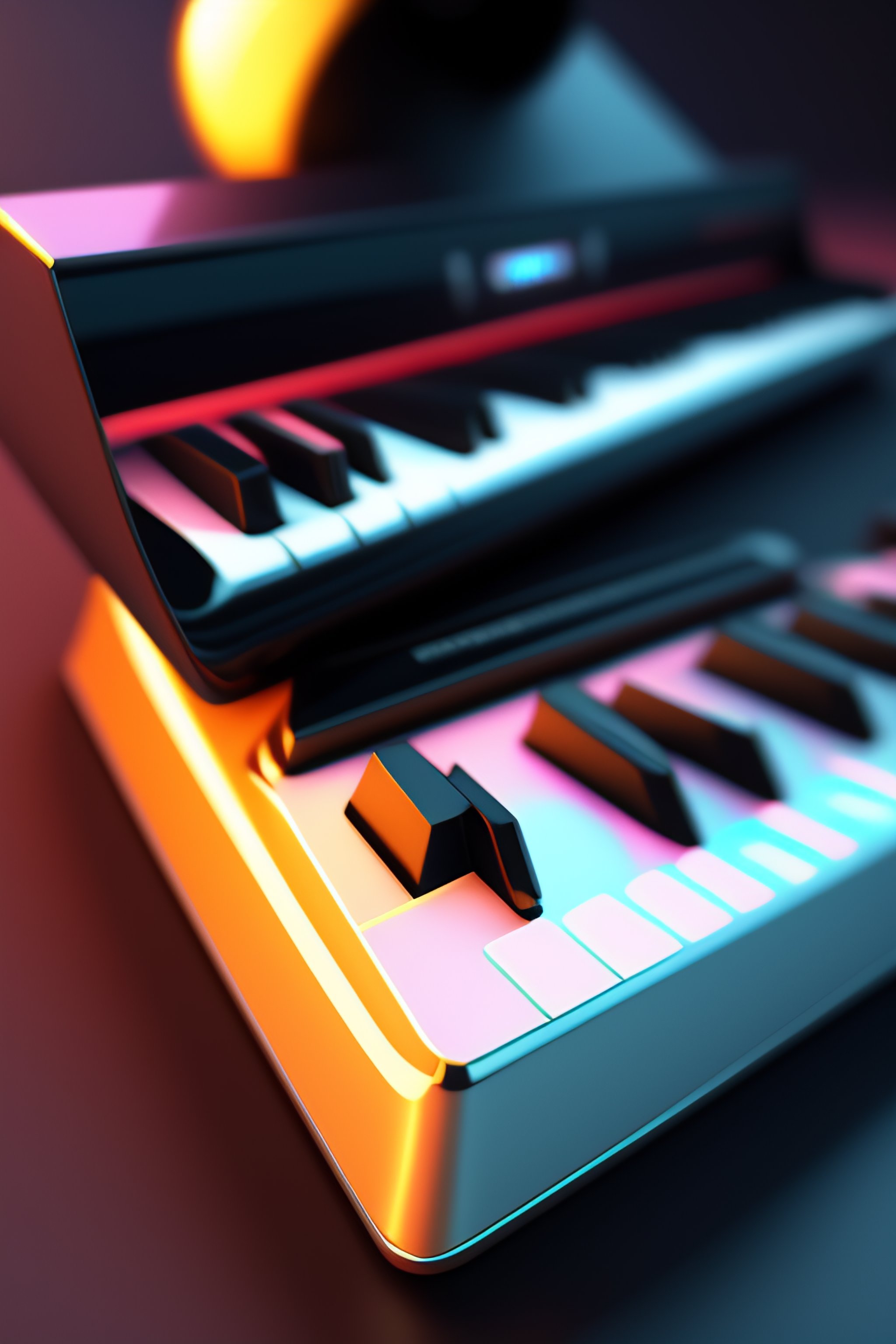 Lexica - Piano synthesizer, only keyboard, 3d isometric rendering ...