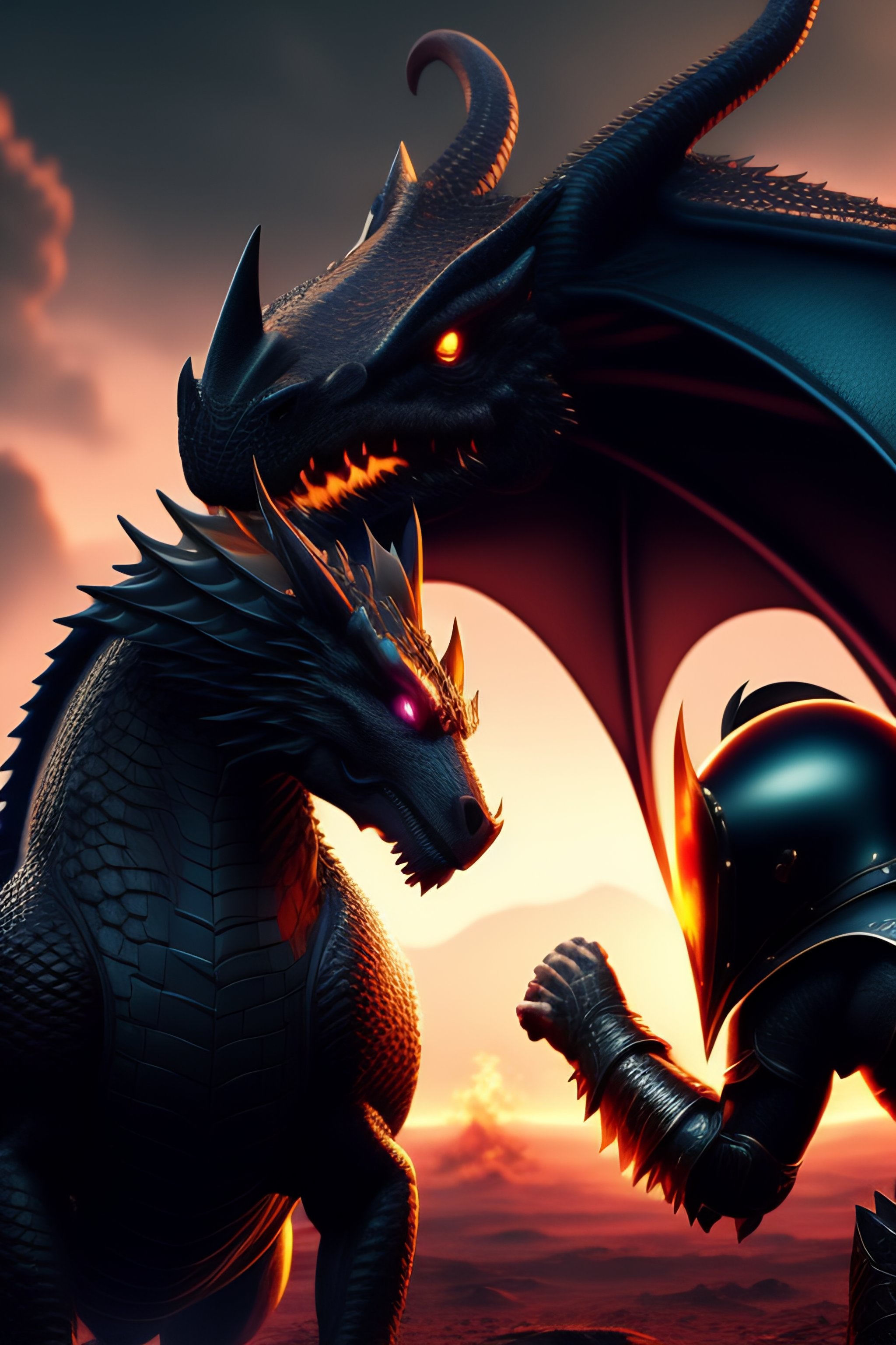 Lexica - An intense battle between a dragon and a man, pixar style ...