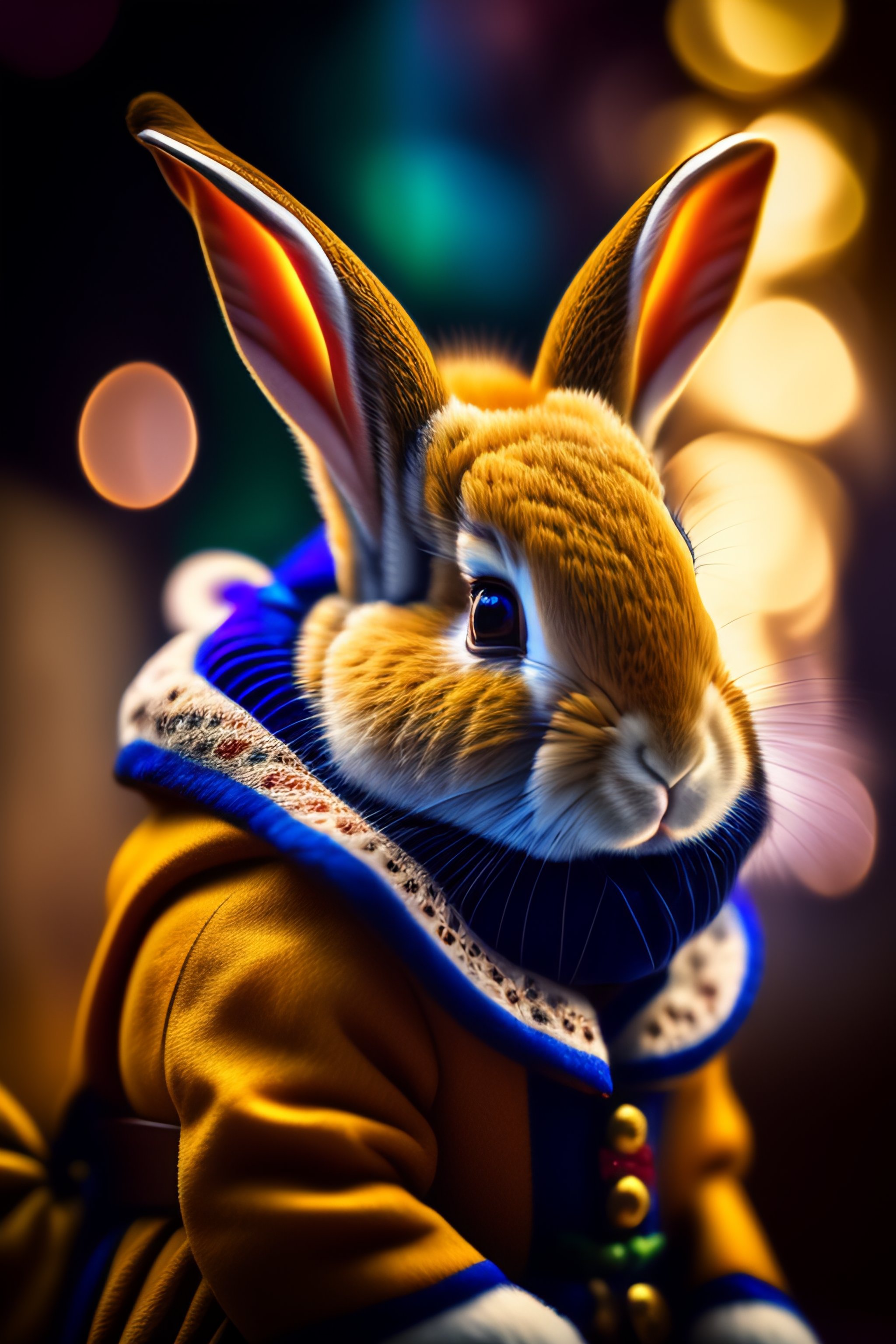 Lexica - (((the rabbit elf with a bow ))) cinematic portrait shot at a ...