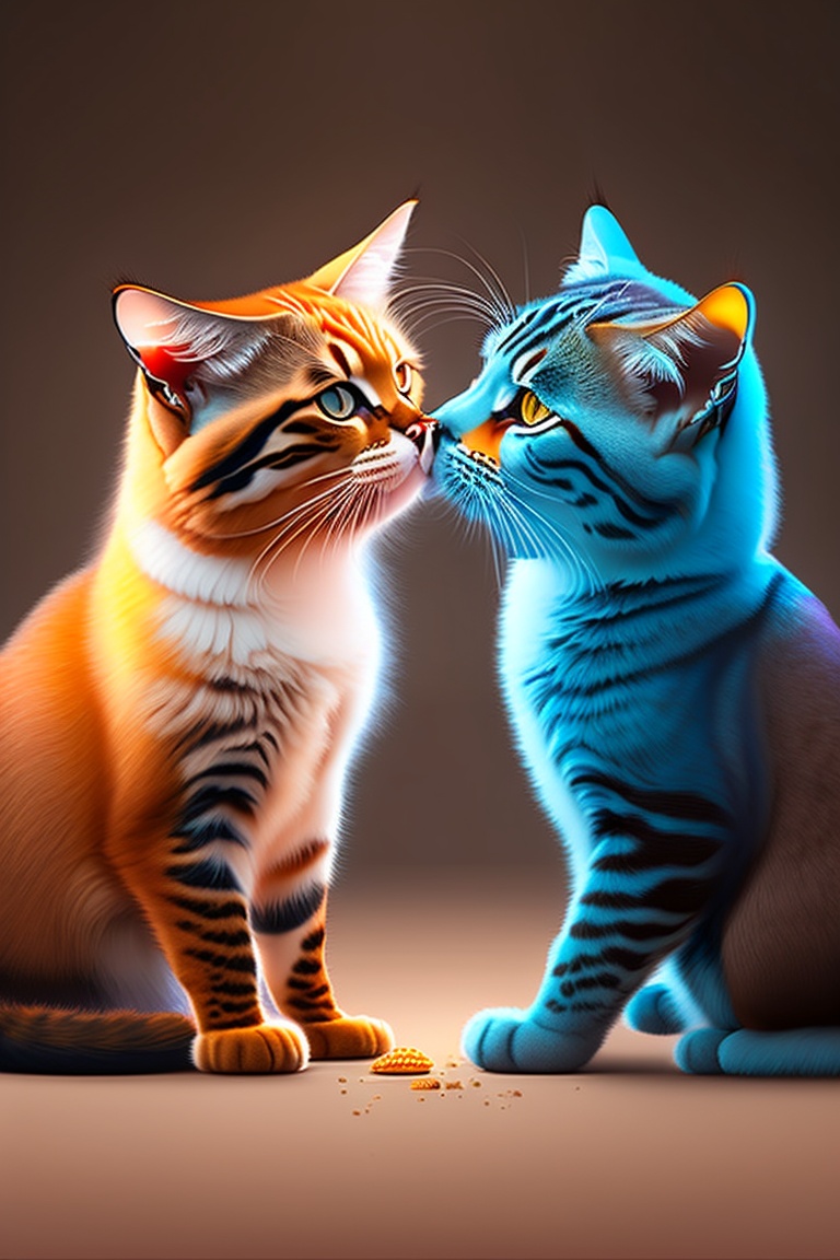 Lexica - Two cats opposite in colours fighting over roti, high details, 4k