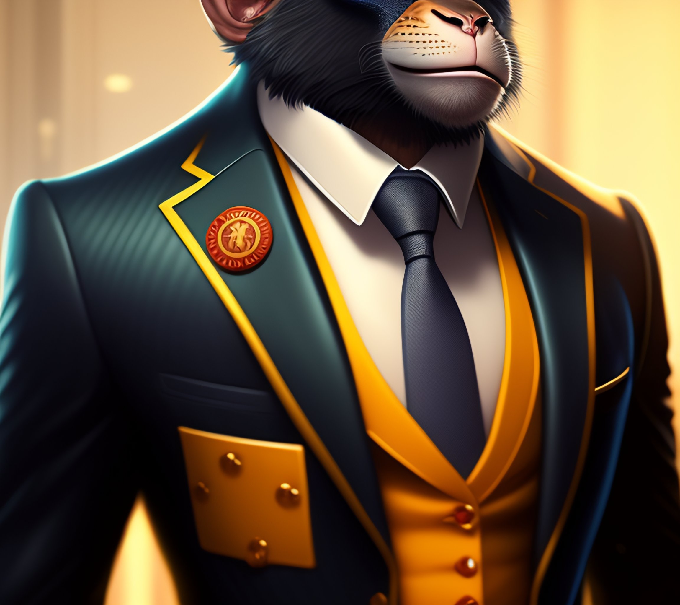 Lexica - Anthro furry humanoid monkey, three piece suit, checking watch ...