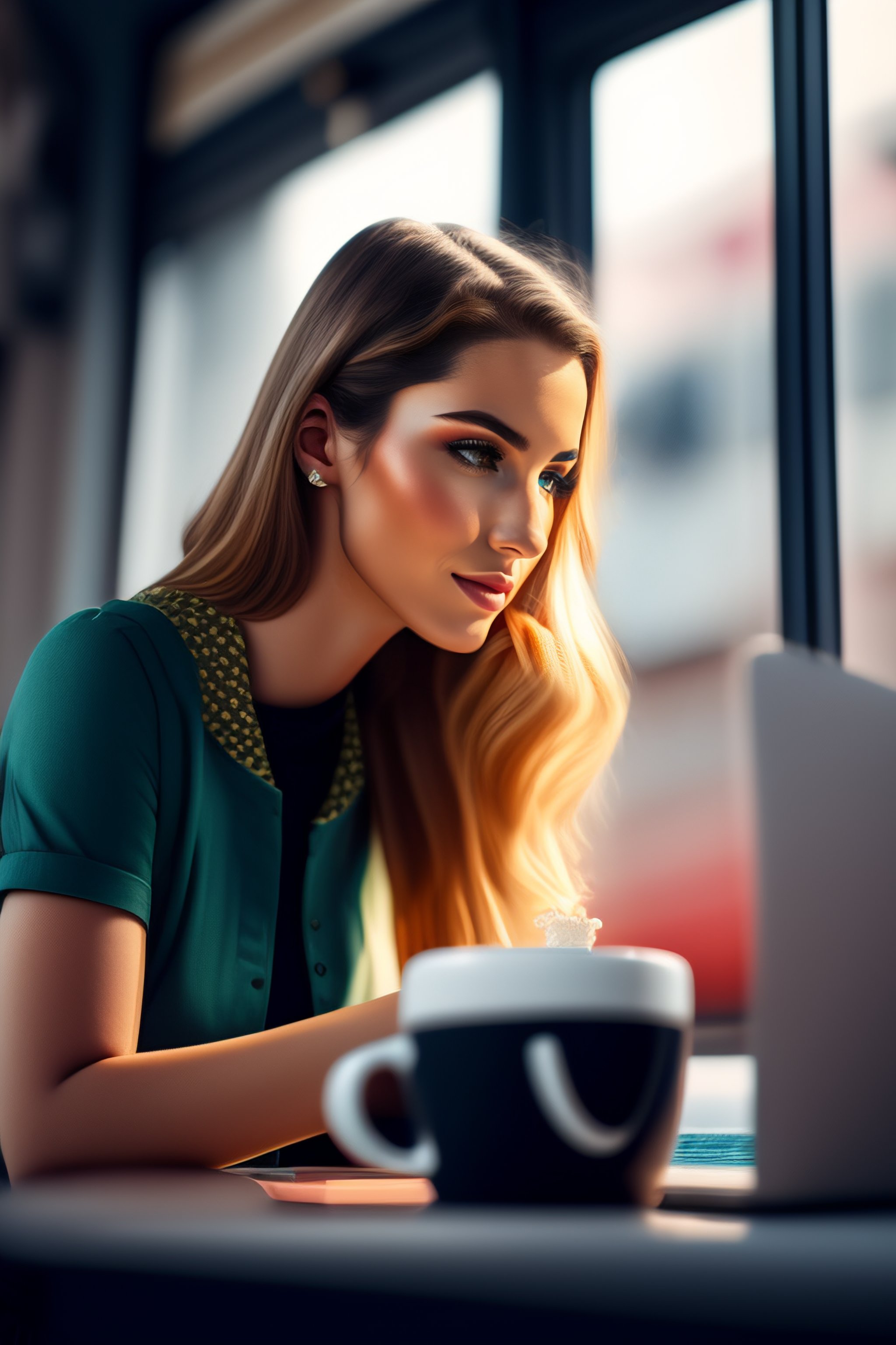 Lexica - Girl coding with a coffe