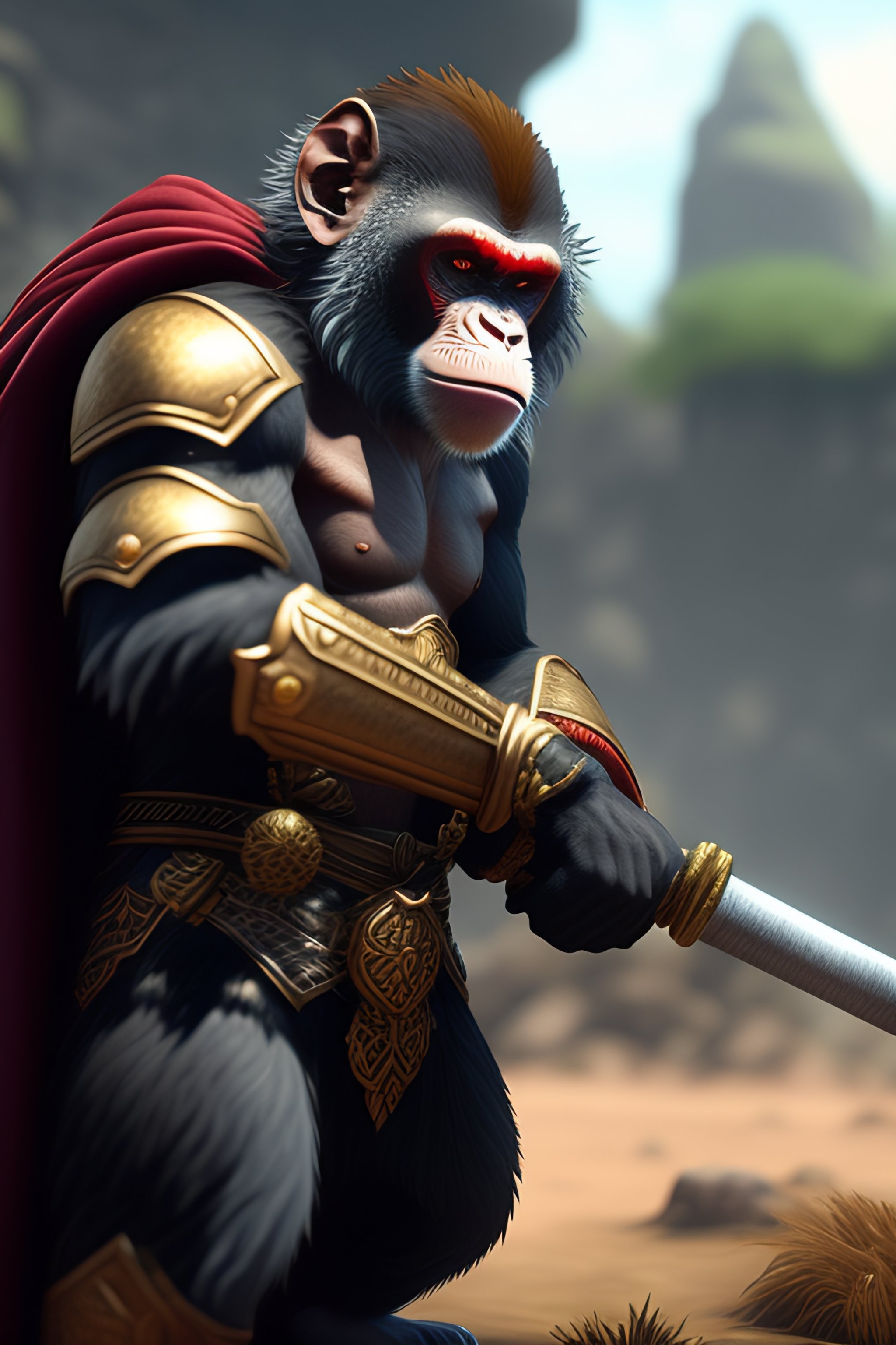 Lexica - Powerful Monkey Armored , Realistic , detailed, Rpg style ...