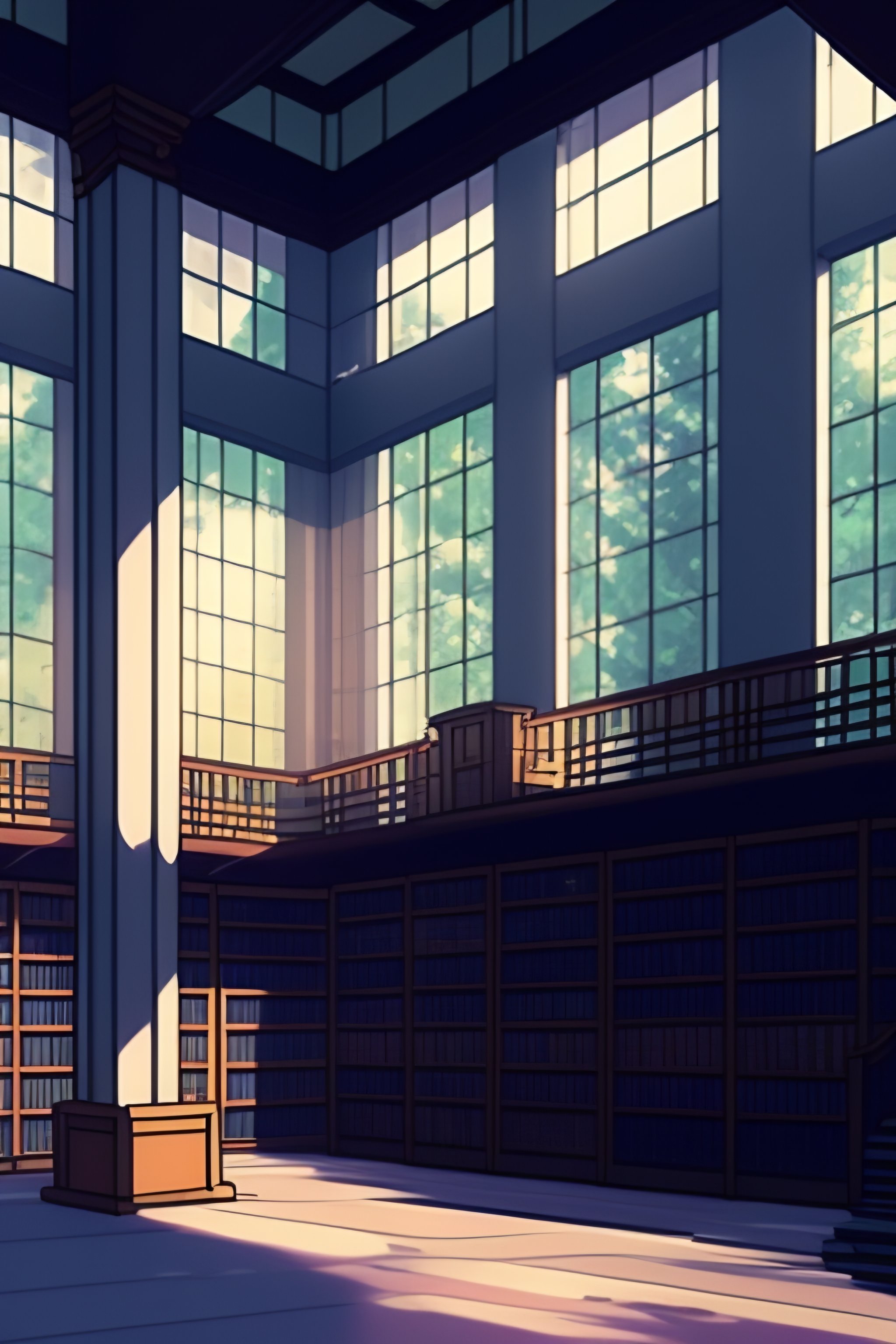 Lexica - Anime key visual of a empty abandoned library in a forest ...