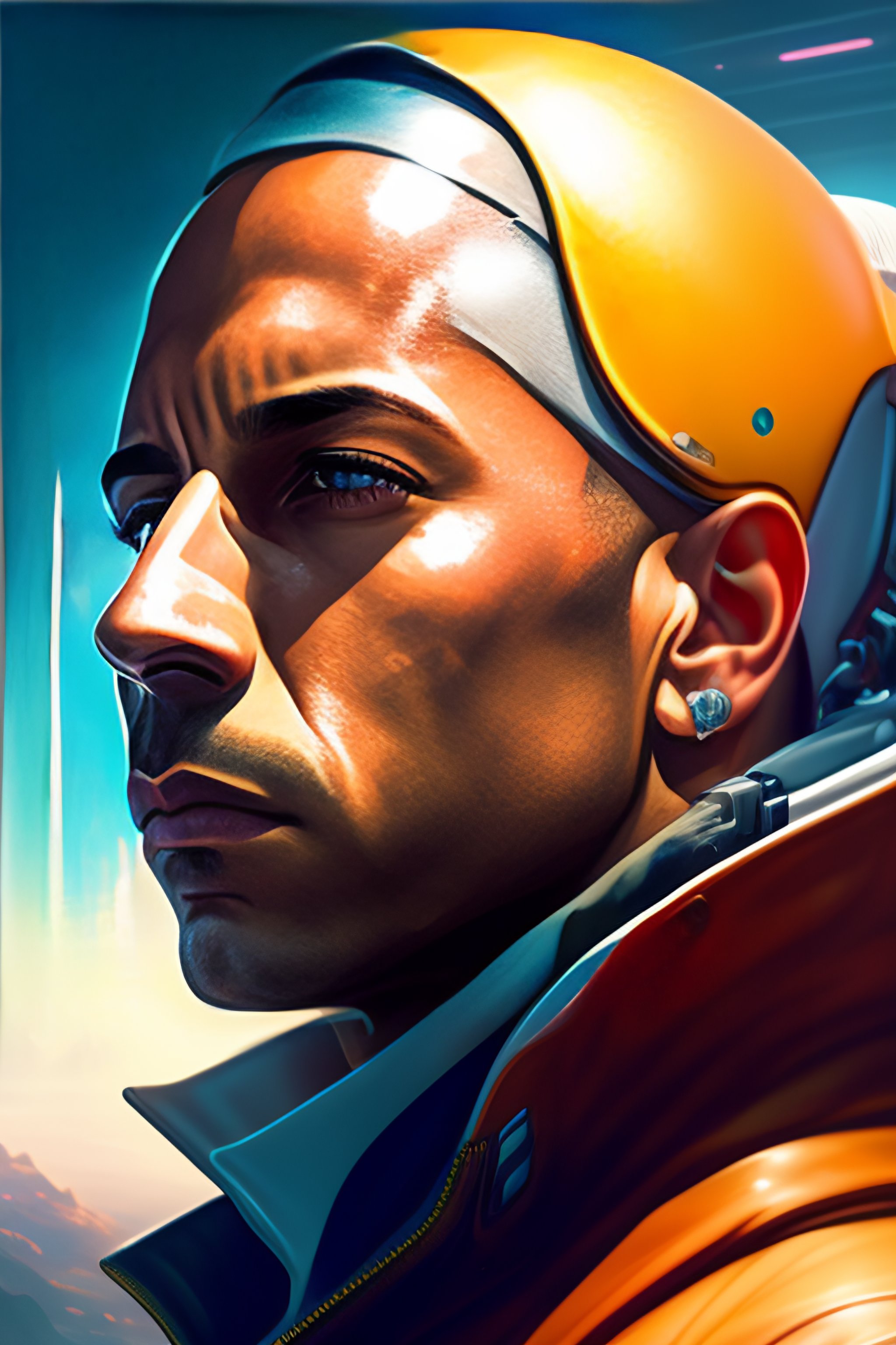 Lexica - Portrait of vin diesel in a desolate space colony, by Anna ...