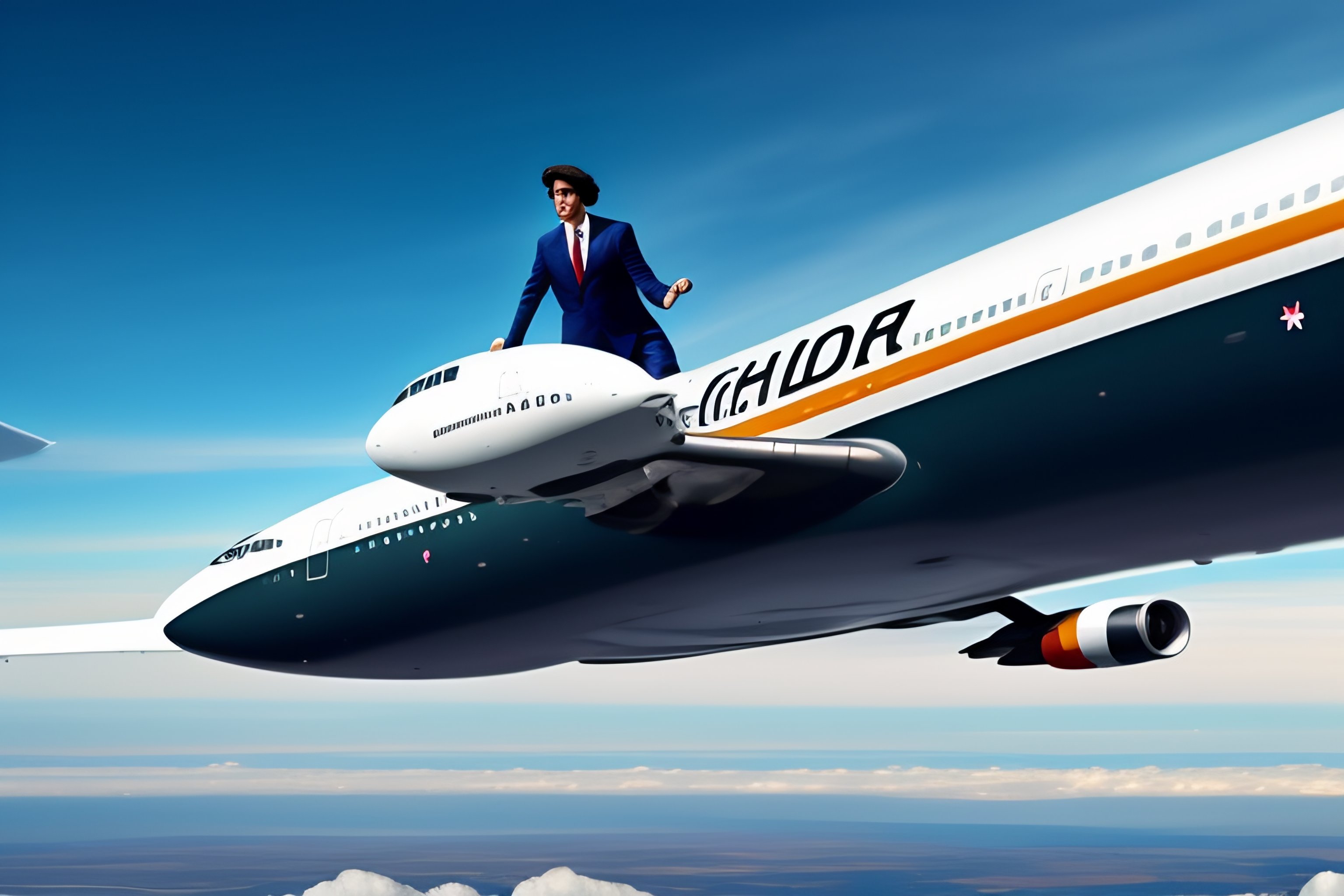 Lexica - Justin Trudeau flying in the sky