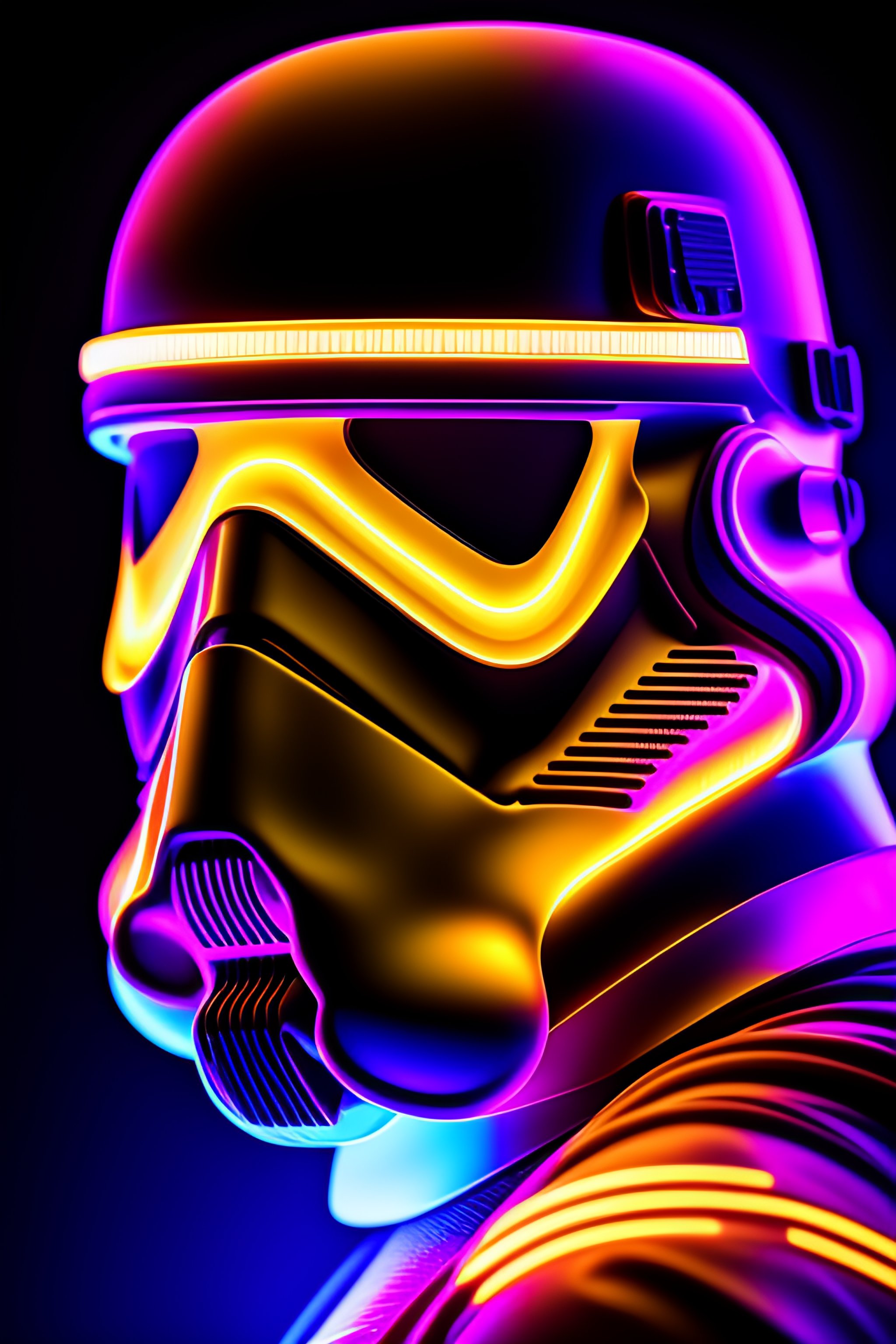 Lexica - Synthwave Portrait of a stormtrooper. Neon lights