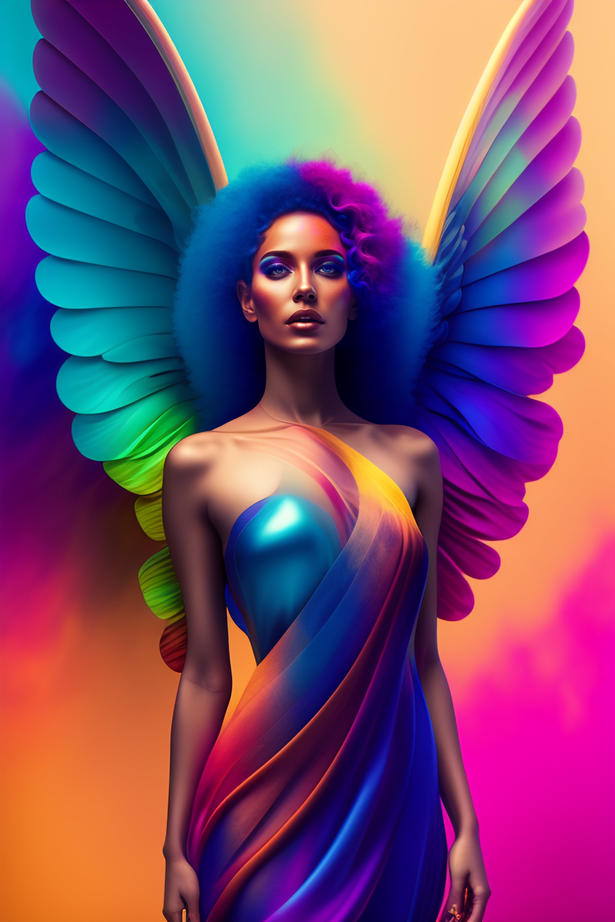 Lexica - Colorful art of a angel in a romantic short dress, Romantic ...