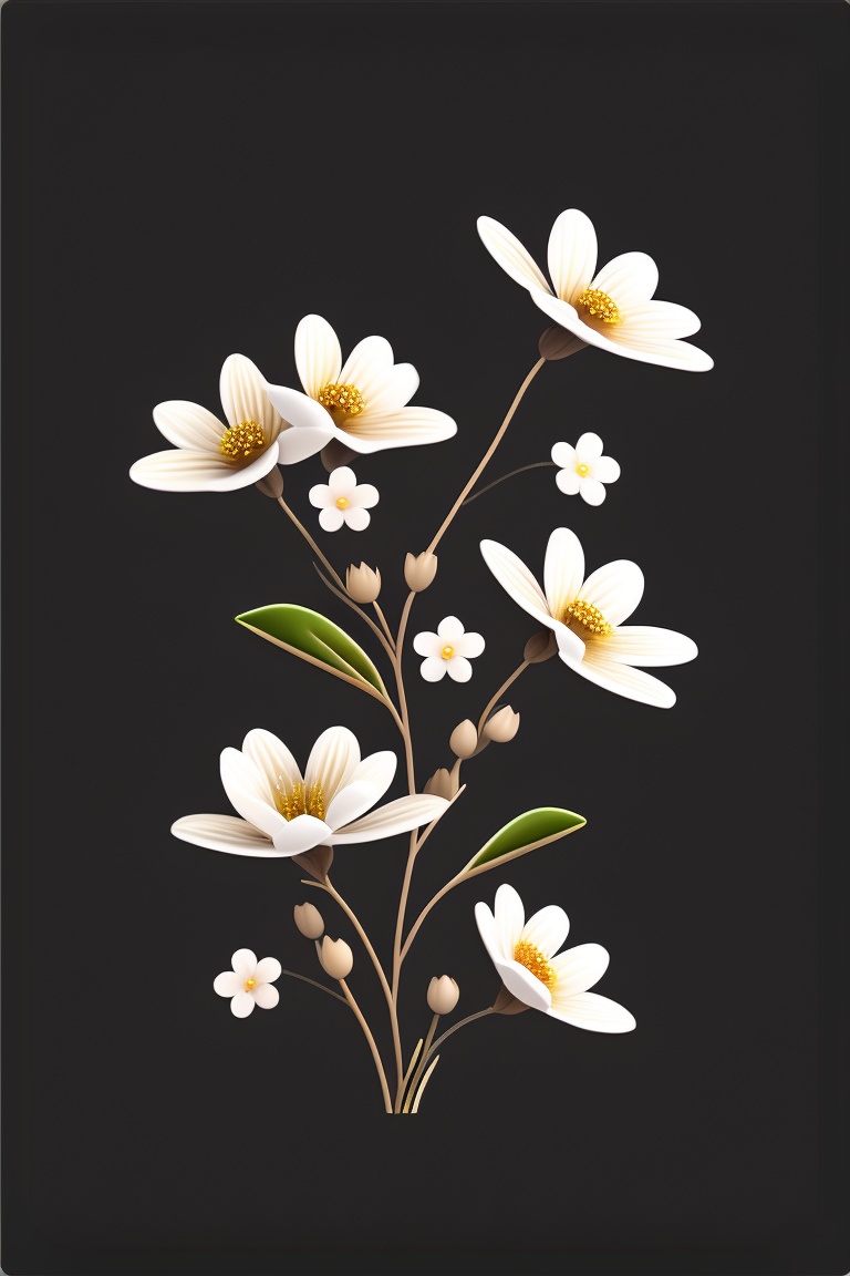 Lexica - Some little white flowers icon on black in the style of ...