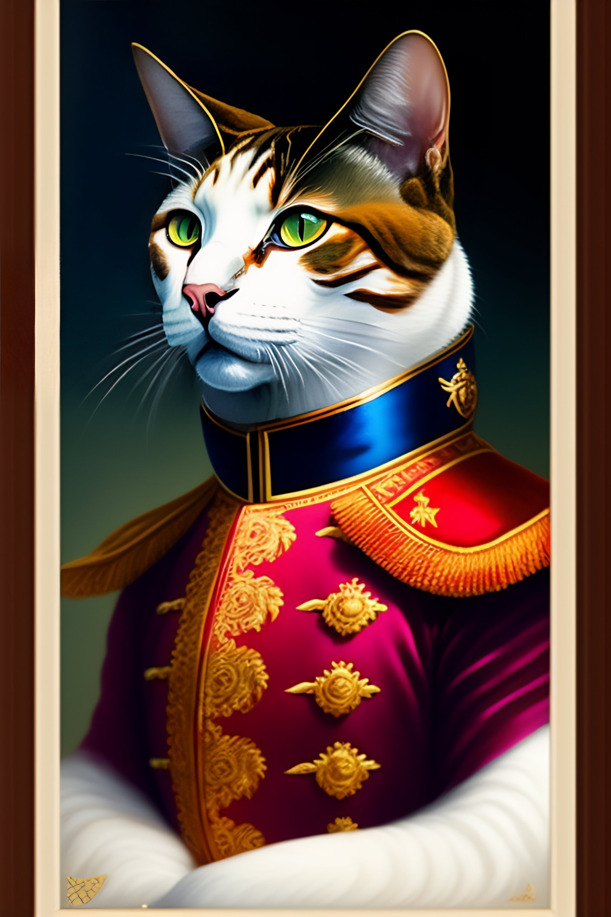 Lexica - Imperial painted portrait in the style of Napoleon of a cat ...