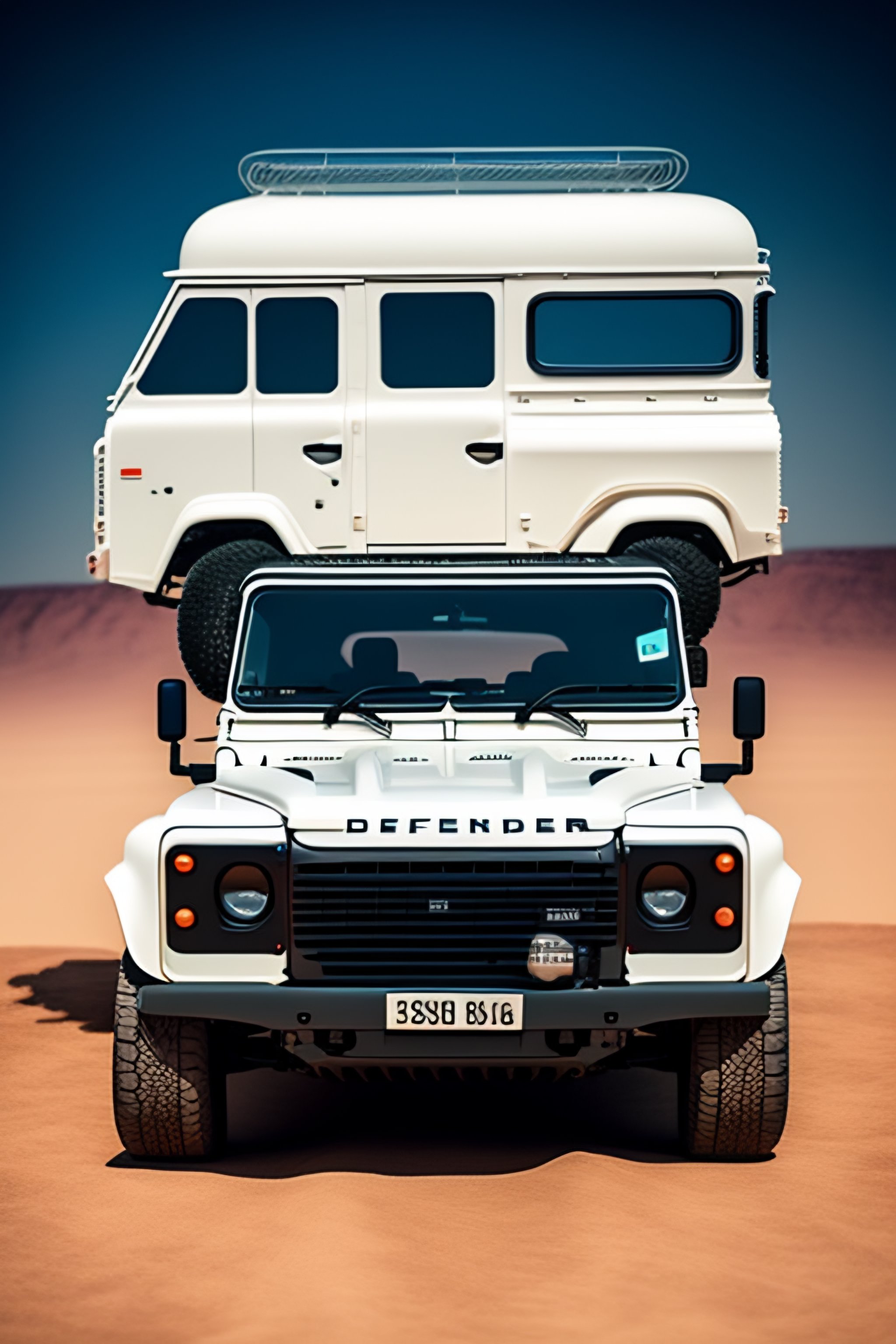Lexica - A defender 110 year 1996 white color in futuristic scenery