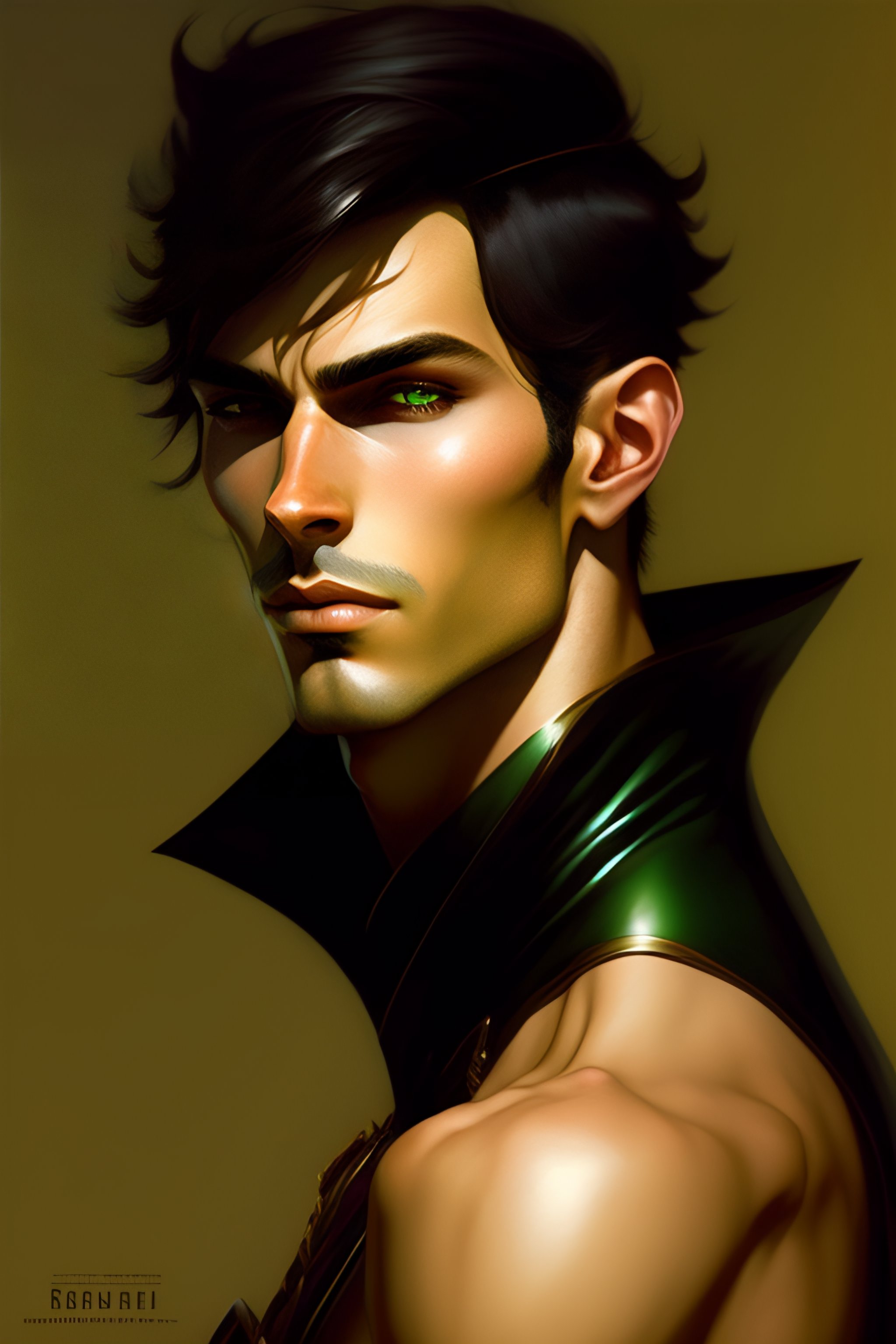 Lexica - Rogue, ugly, brown hair, green eyes, stubble, young, slender ...