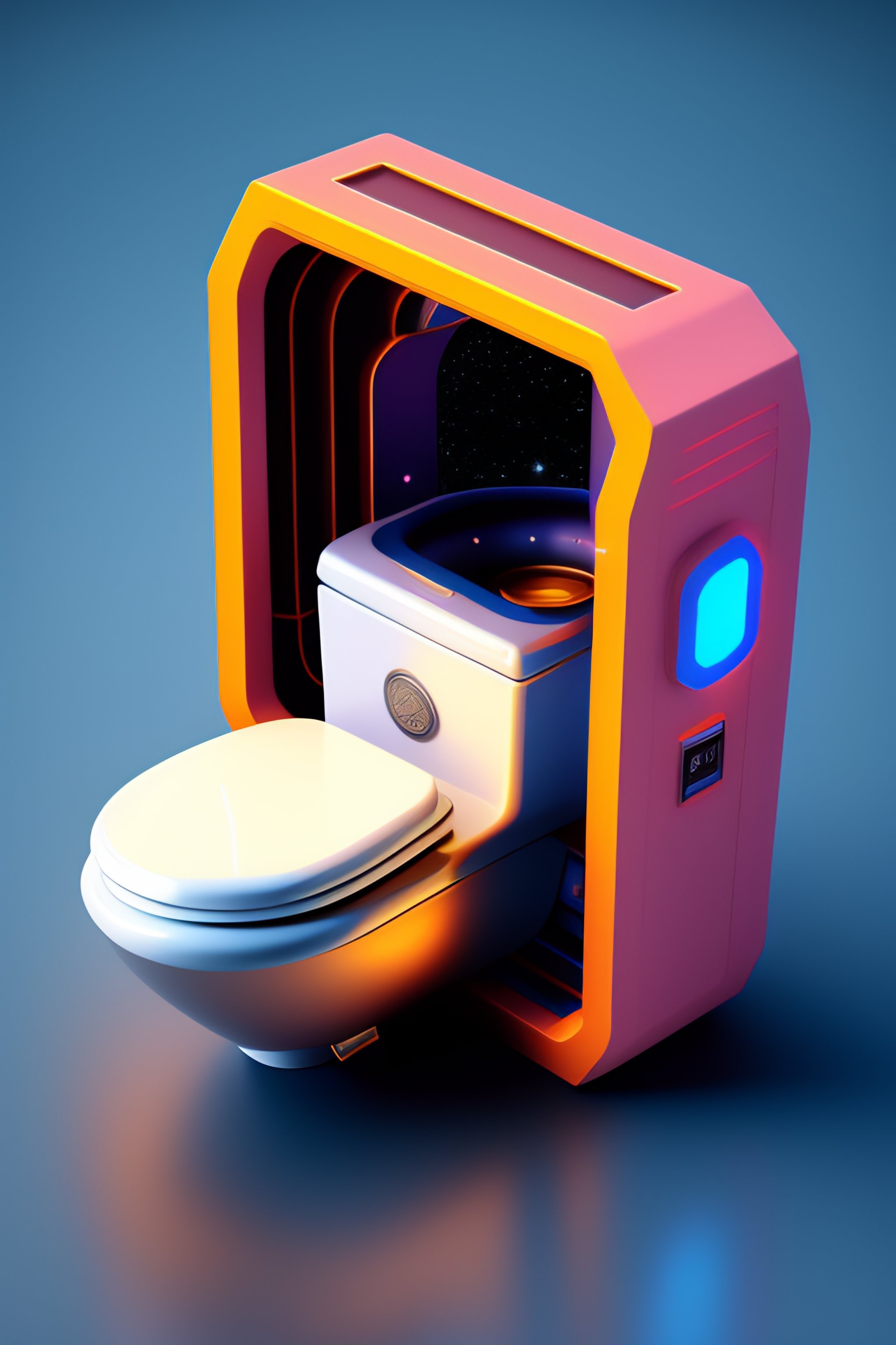 Lexica - 3d isometric image of a toilet in a spaceship in star-wars