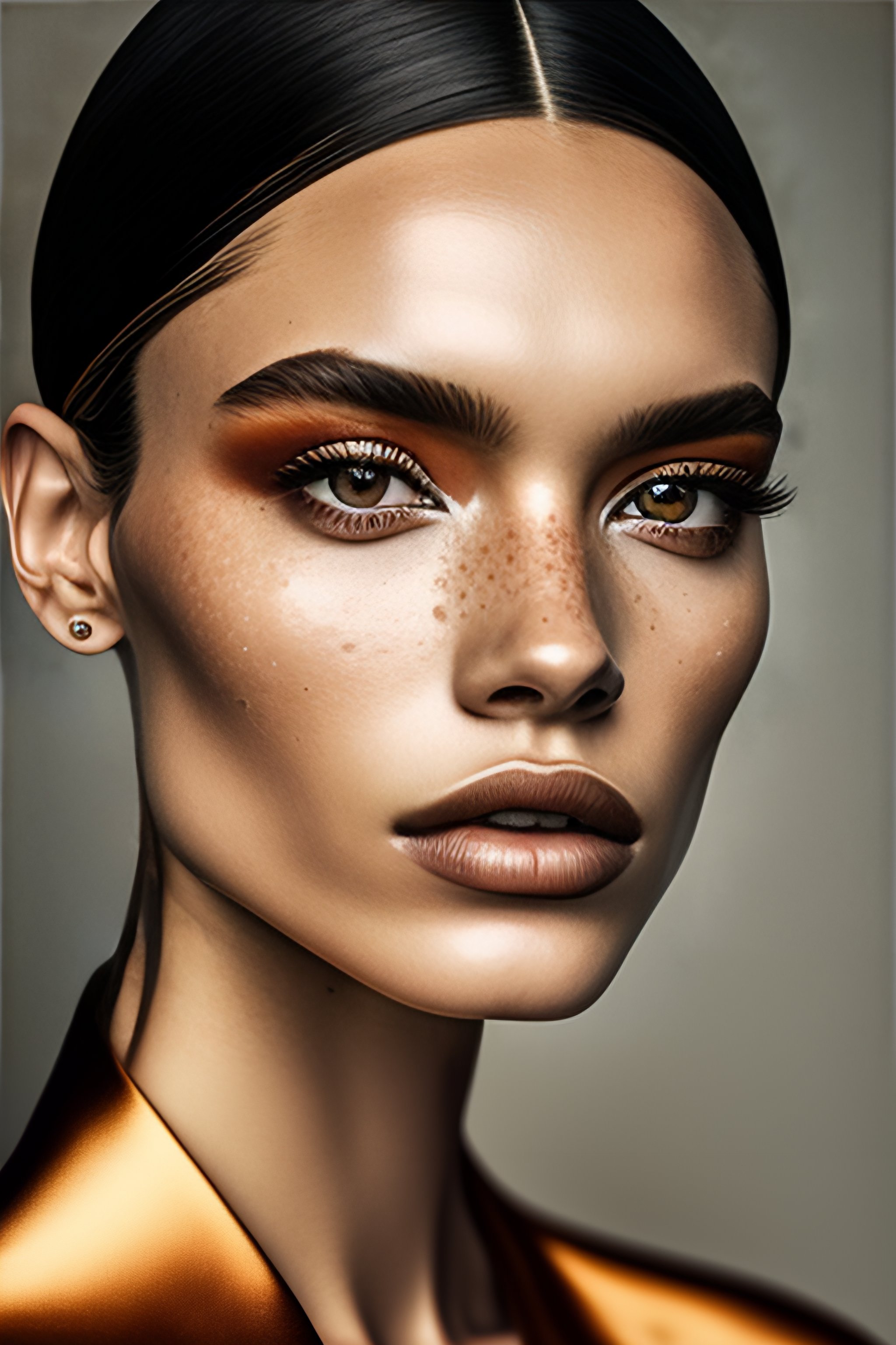 Lexica - A photo close-up of a beautiful woman with freckles, fashion ...