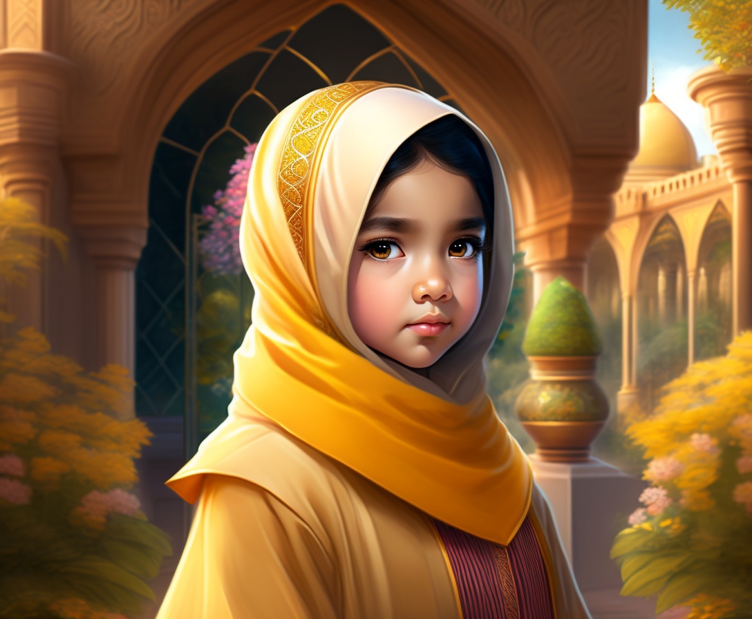 Lexica - Muslim hijabi girl standing, children's storybook art, art ...