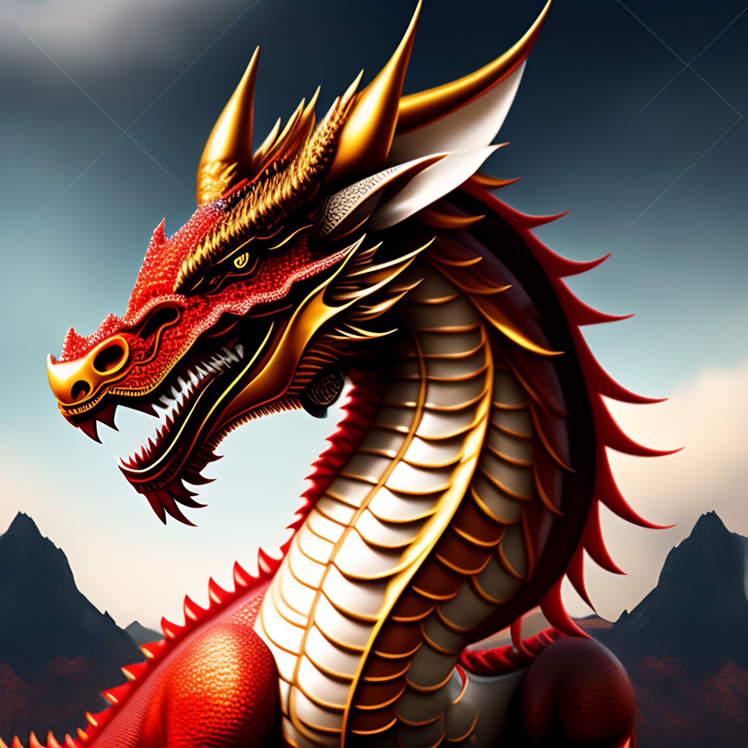 Lexica - Portrait of a china dragon, sharp