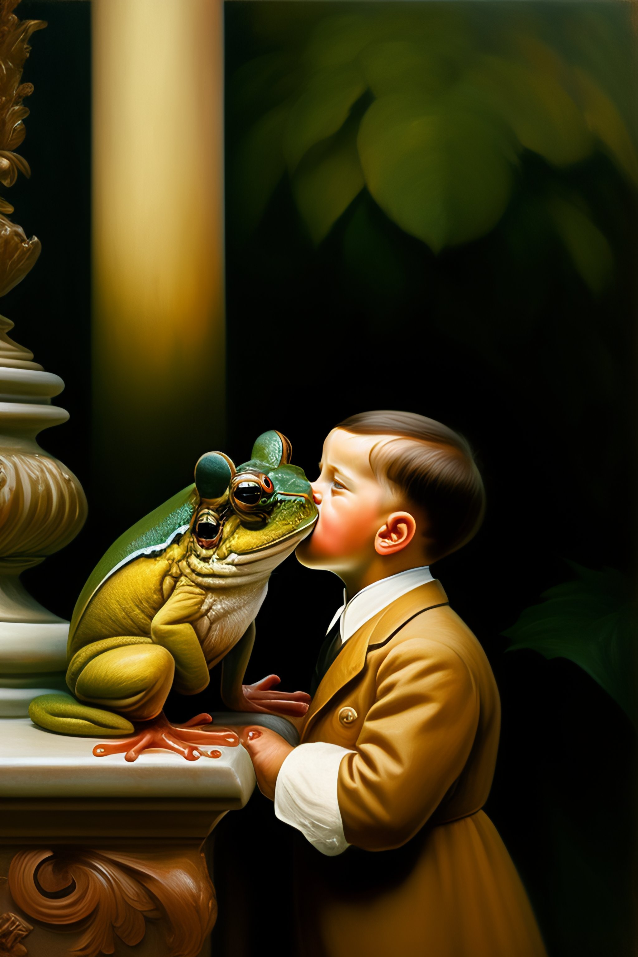 Lexica - Adolf hitler kissing a frog, sorolla style