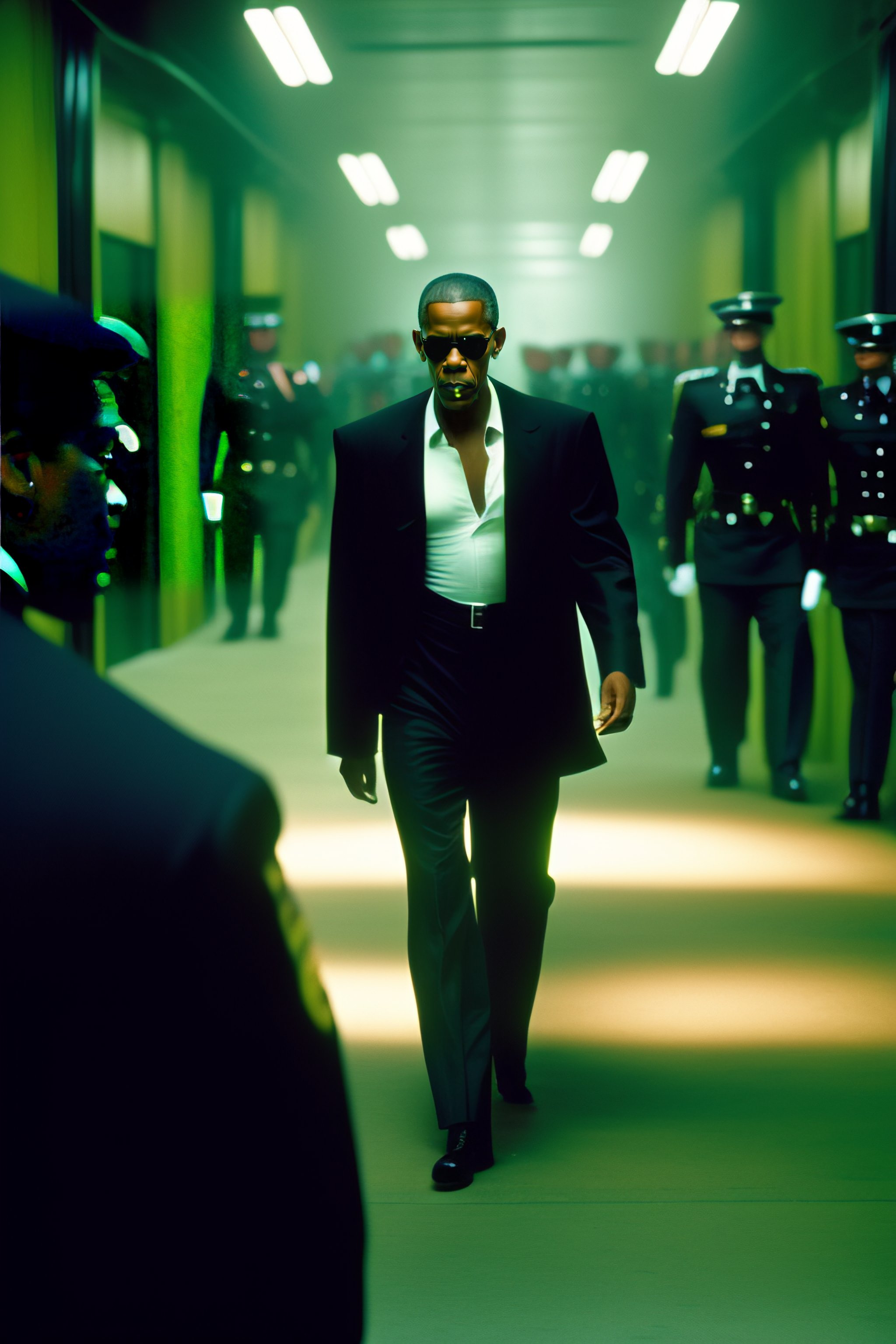 Lexica - Film still of obama as Neo in the matrix, full body, leather ...