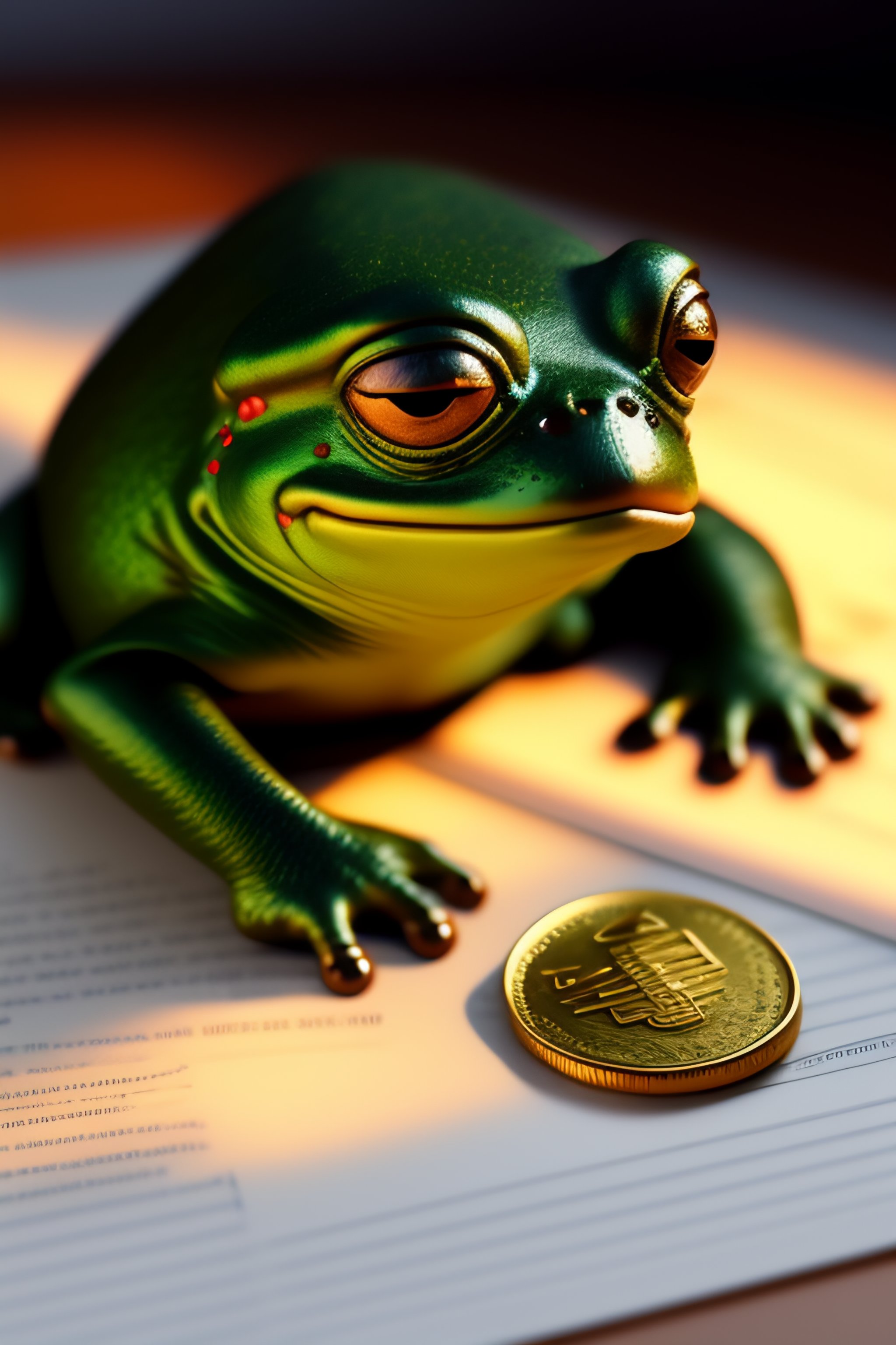 Lexica - An exhausted pepe the frog commiting tax fraud, paperwork ...