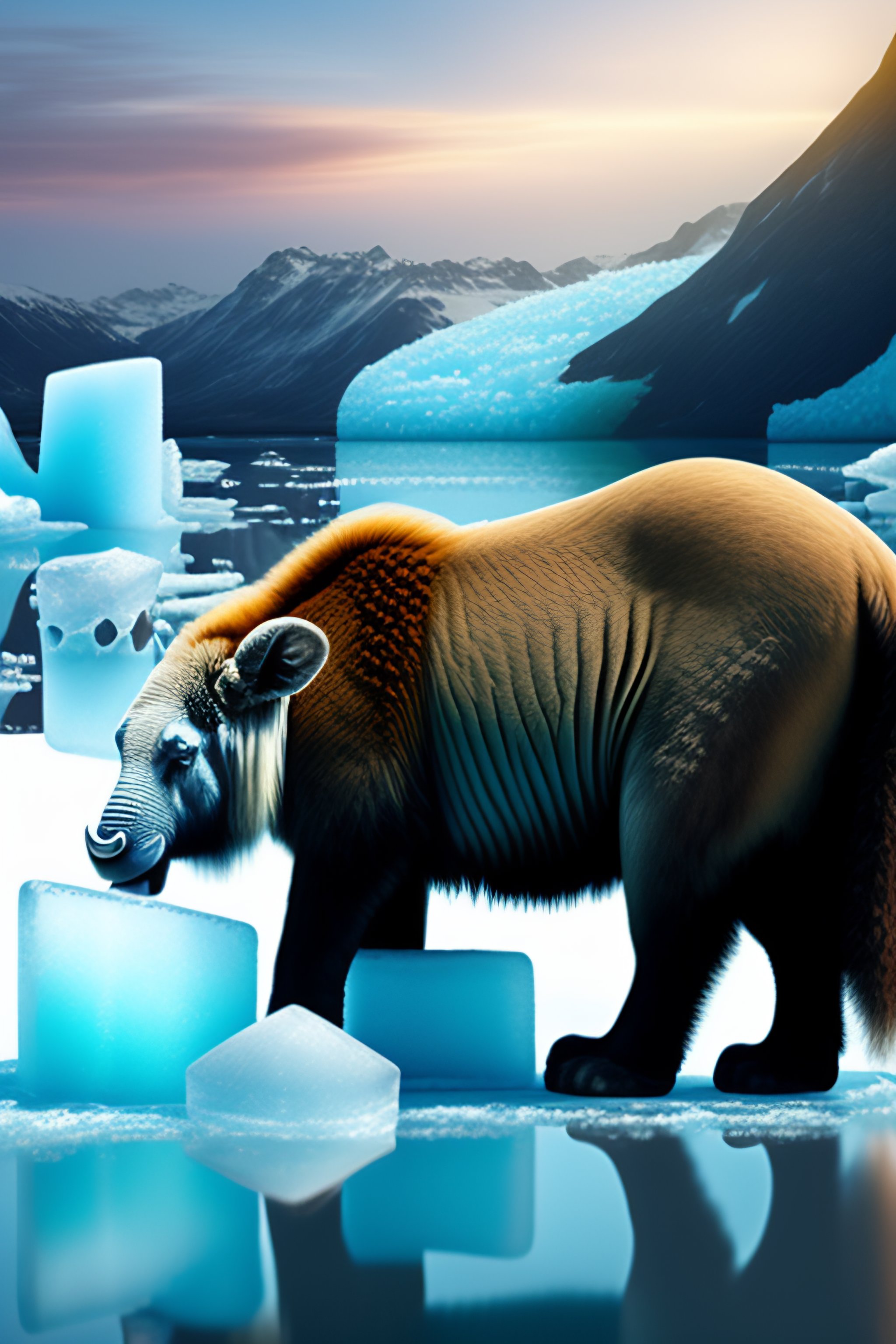 Lexica - Ice melting the ice age. Ancient animals freeze die