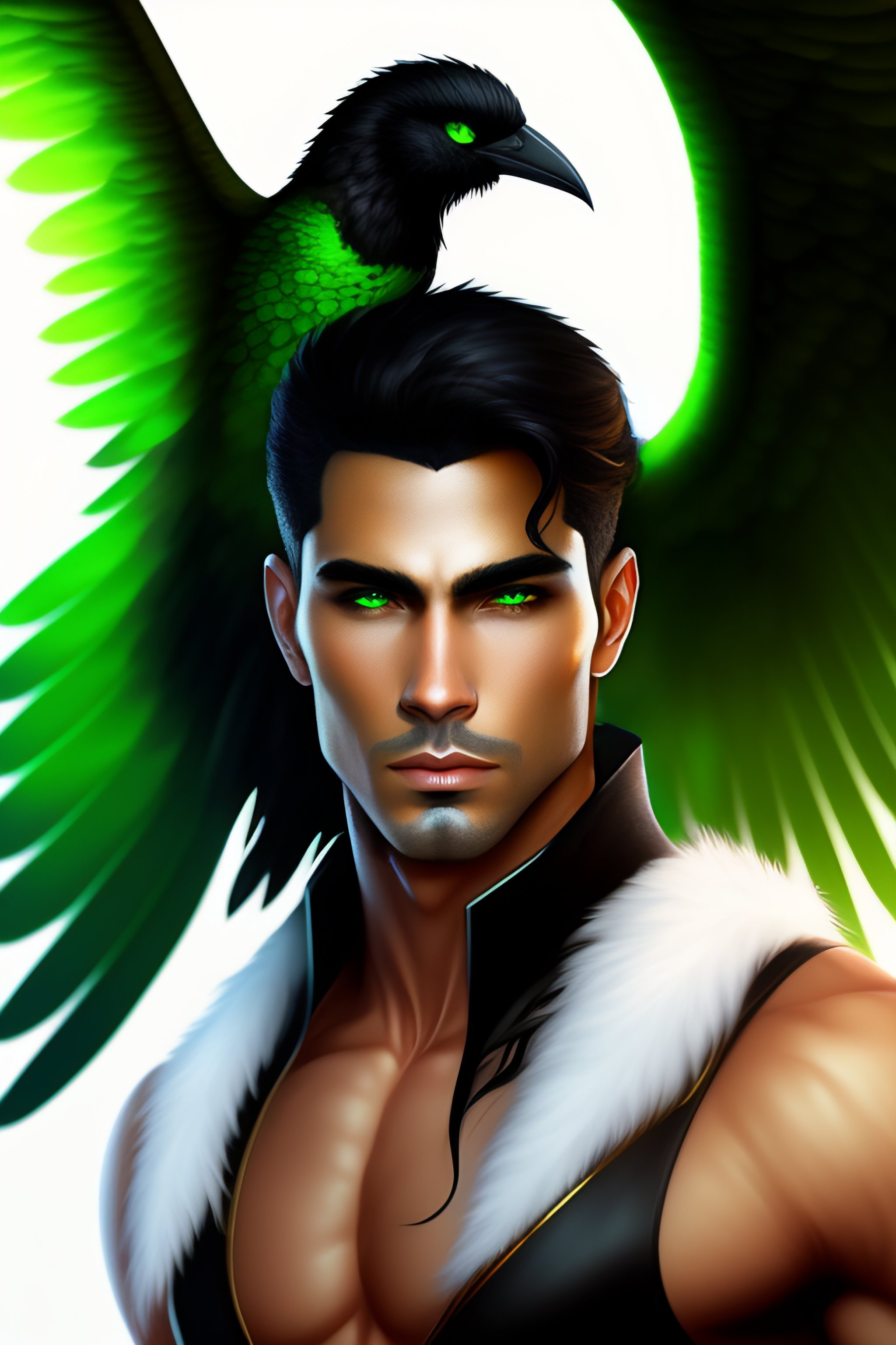 Lexica - Draw of a man mage with green eyes, dark hair, white skin and ...