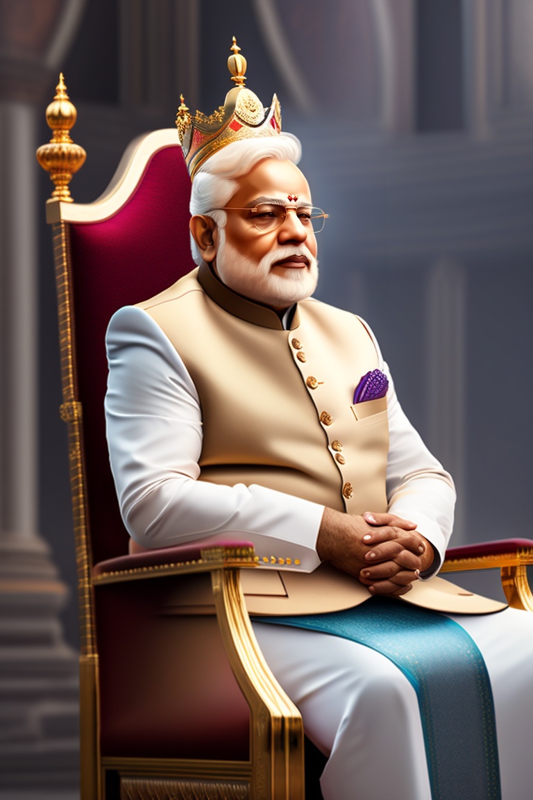 Lexica - Indian prime minister Narendra Modi sitting on throne, with ...