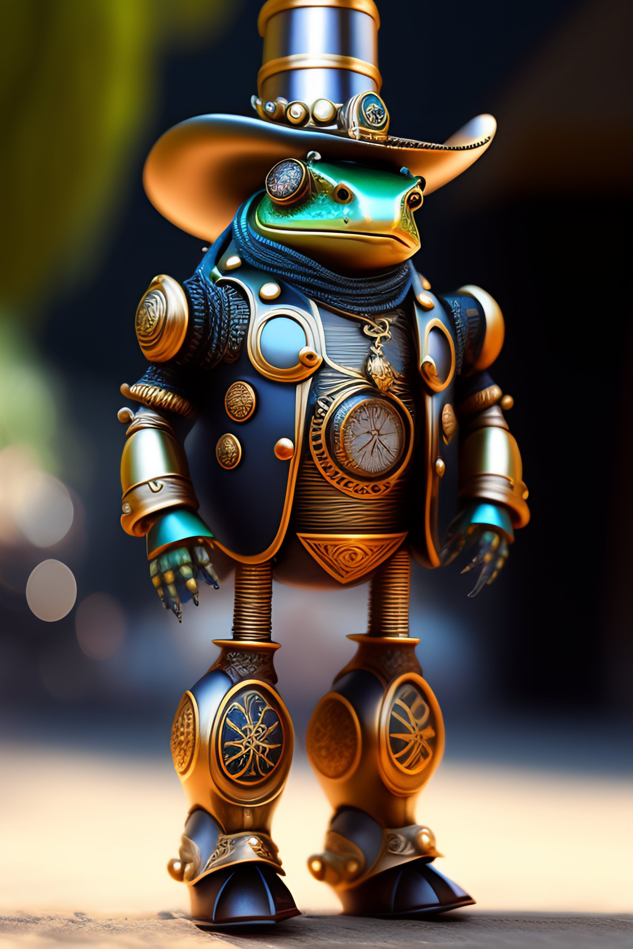 Lexica - Steampunk cowboy robot frog full body pristine