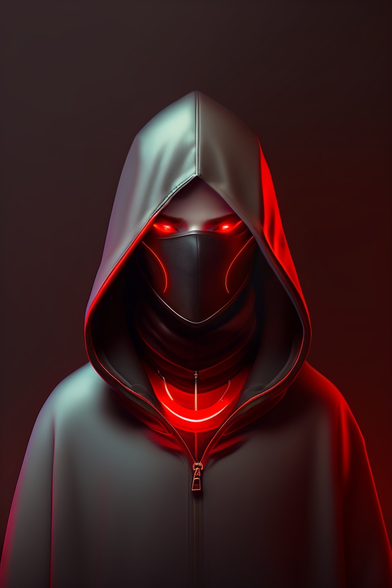 Lexica - Character, faceless, hooded, dark, red glowing eyes