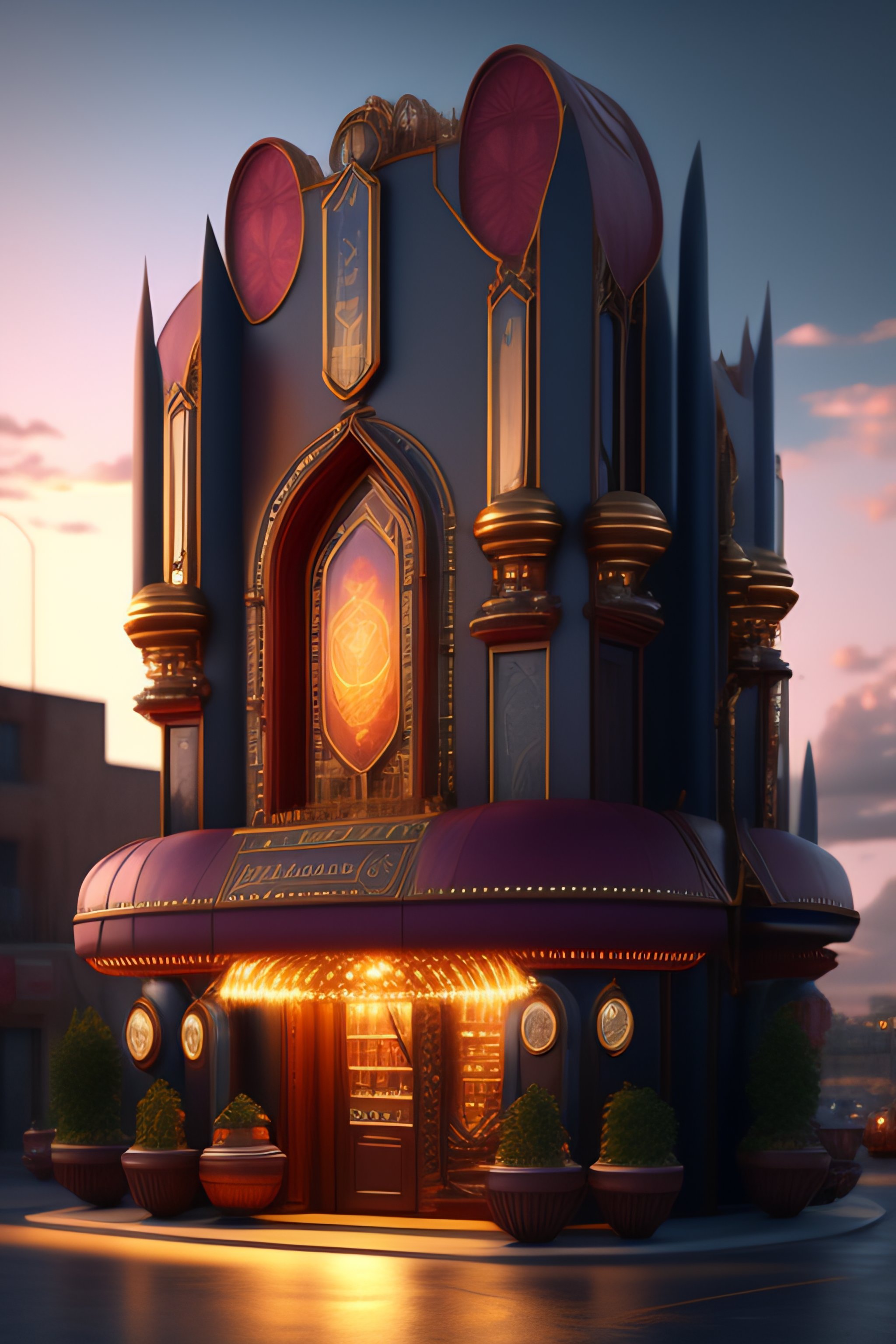 Lexica - Steampunk Tesla Bar, wide aerial view , Artstation, Octane ...