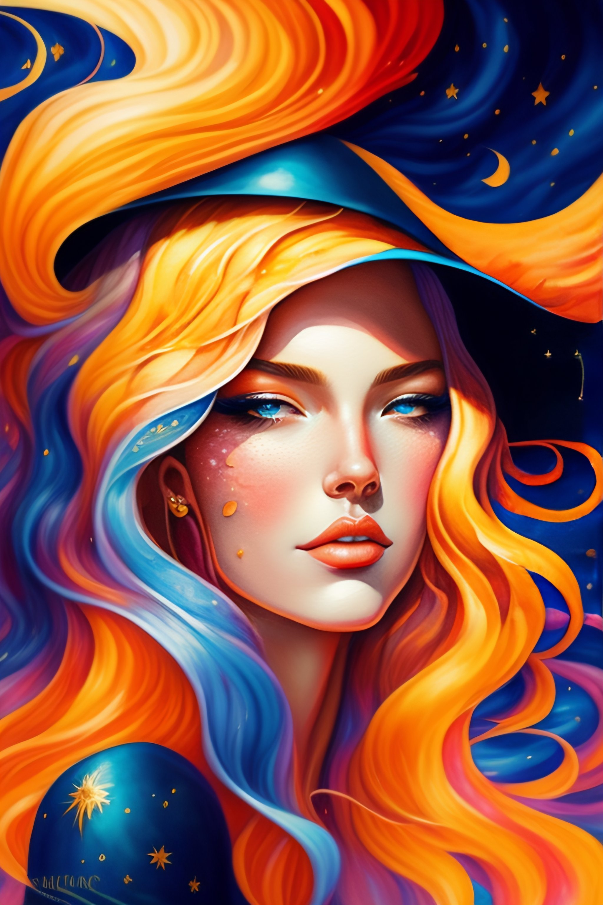 Lexica - Watercolor style, beautiful blond witch fighting deamon ...