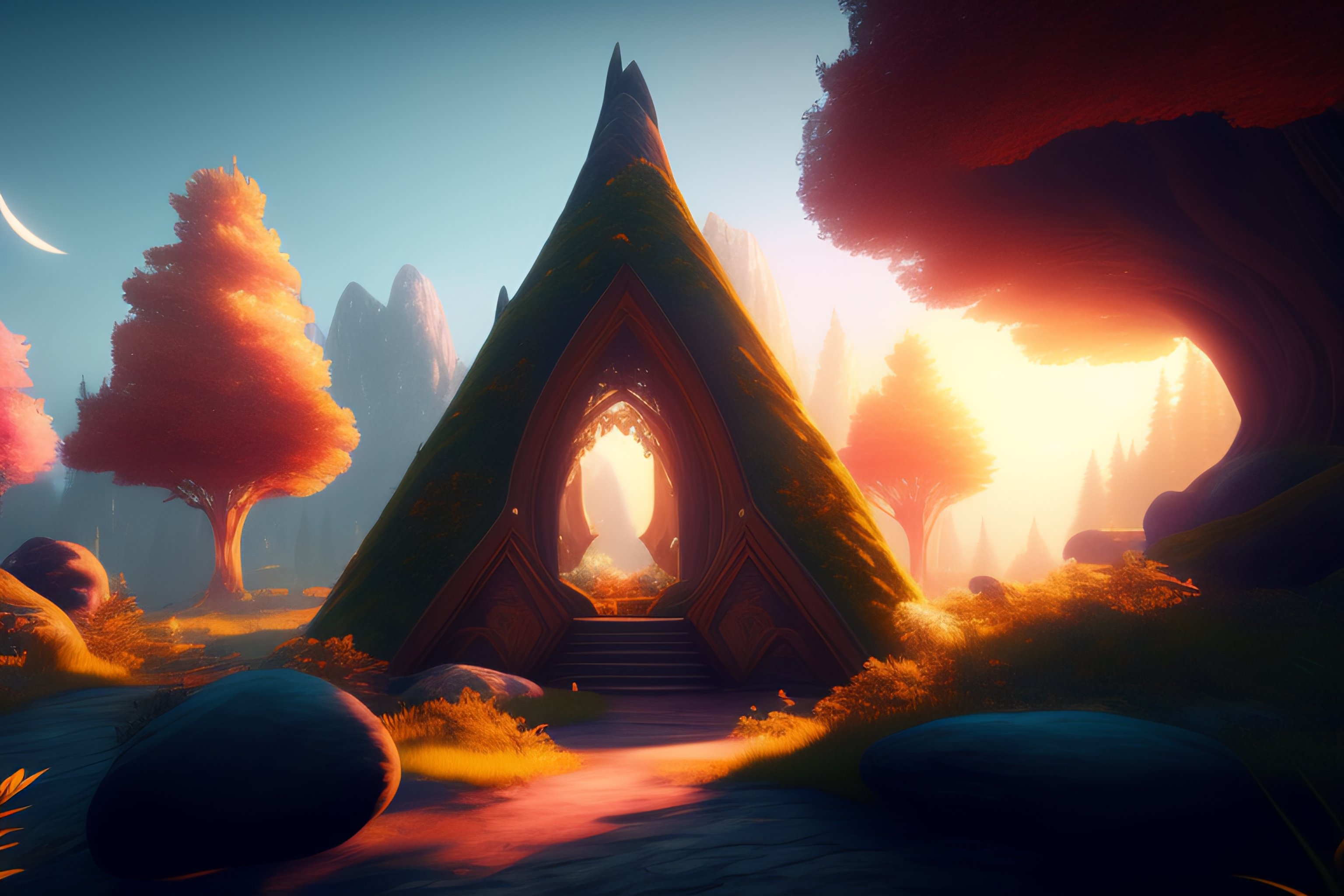 Lexica - A stunning environment fairy fantasy landscape forest view ...