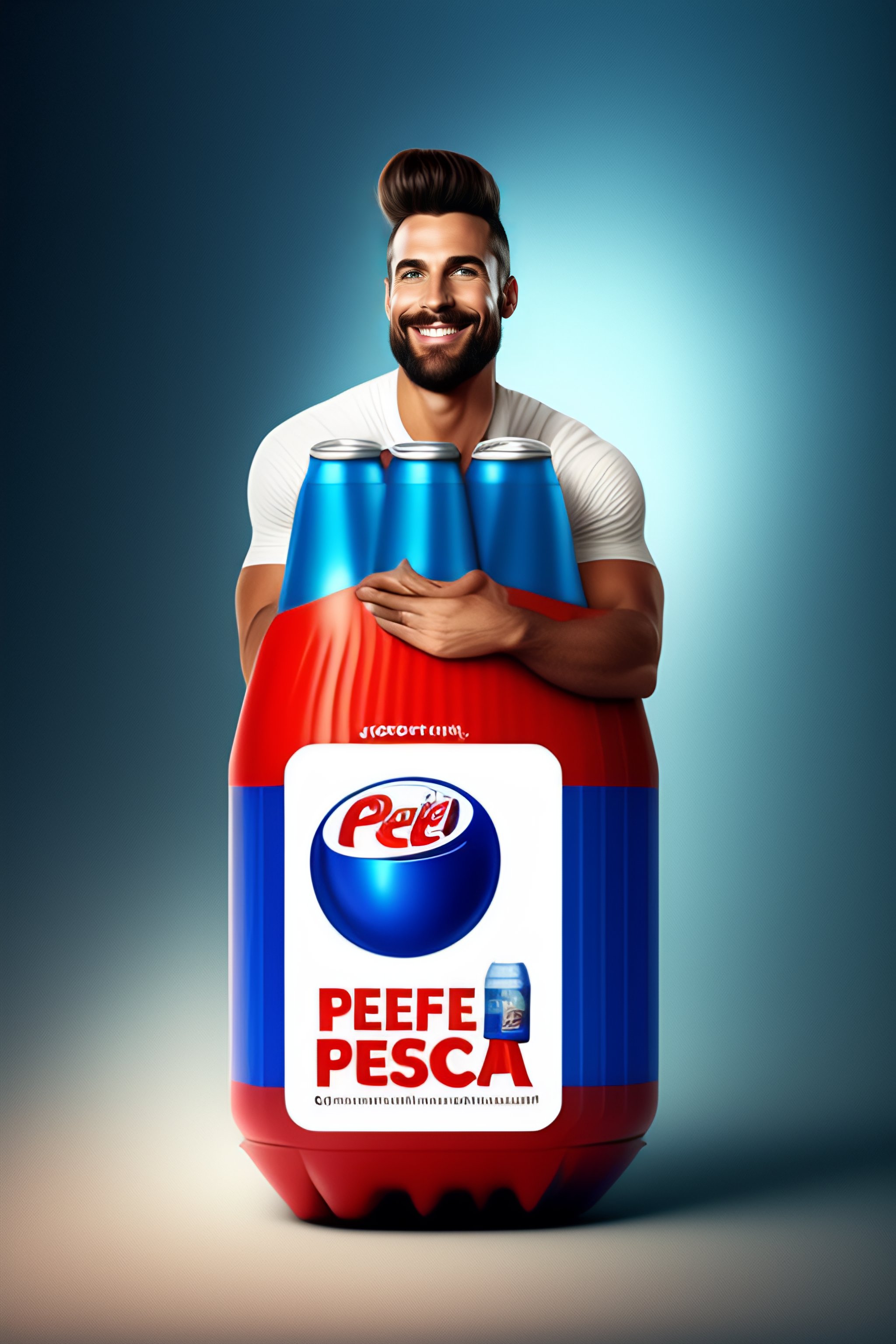 Lexica - White background Smiling Genie holding a pepsi can
