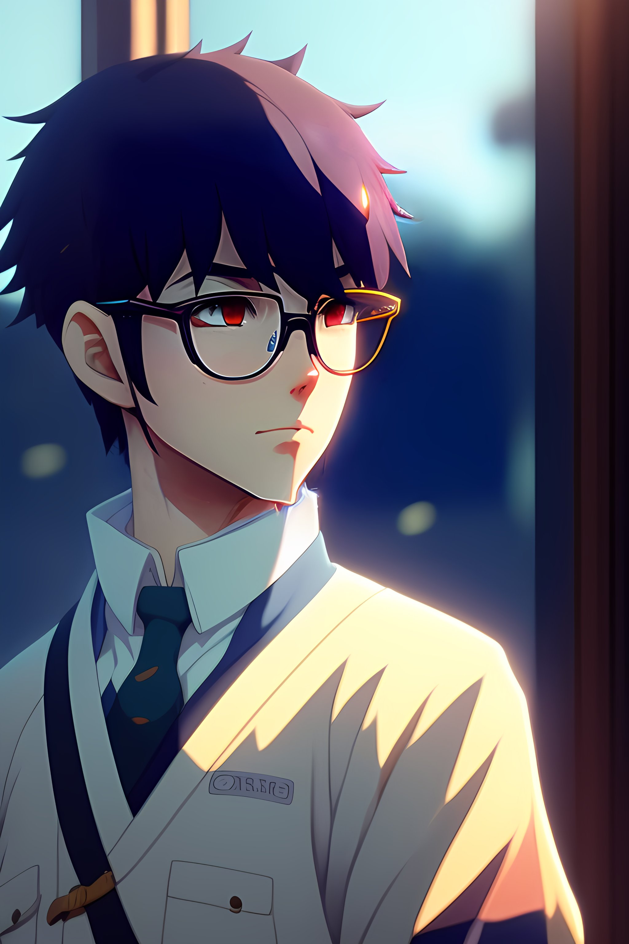 Lexica - A nerdy anime boy is problem solving alone thinking about ...