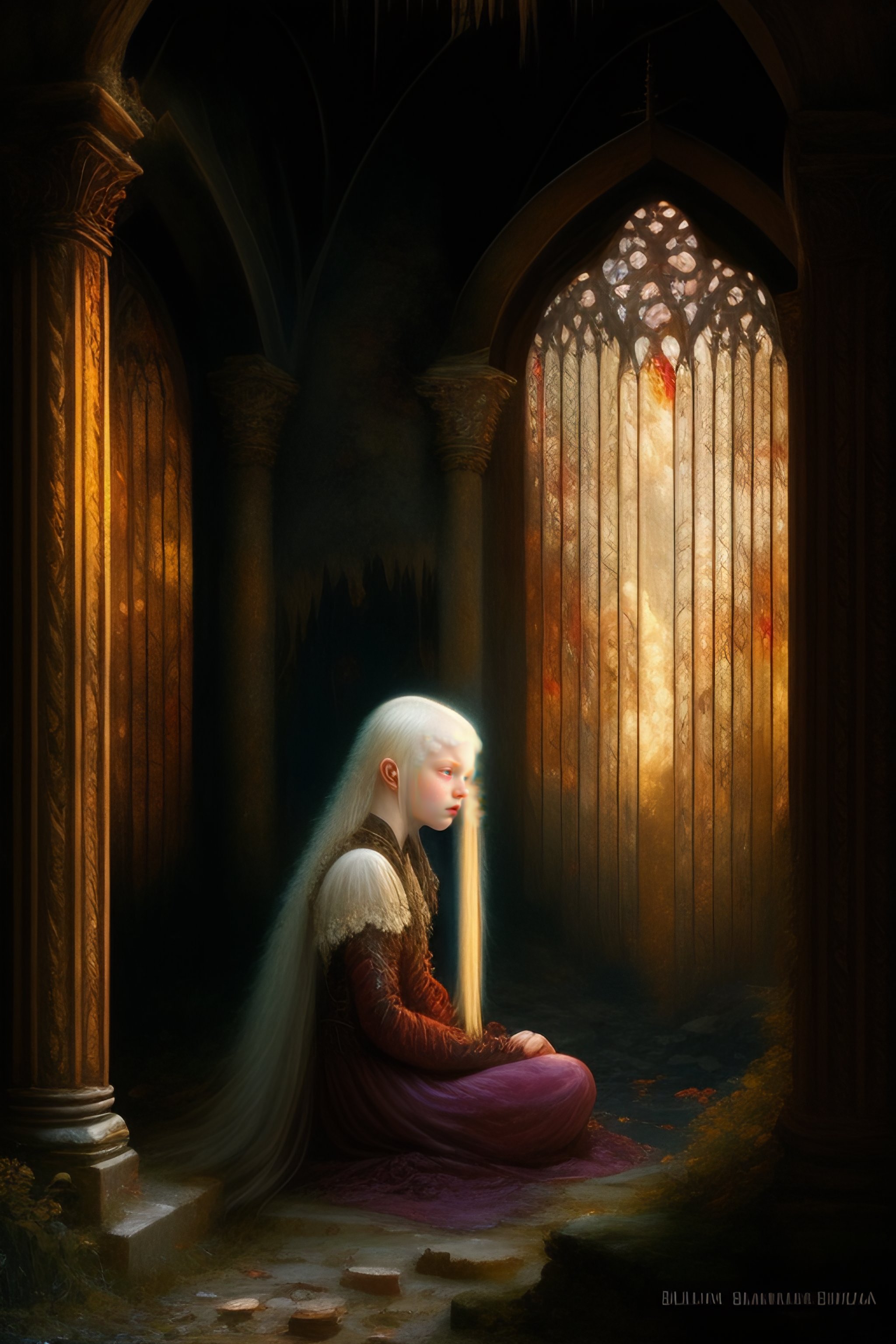 Lexica - 12 years old crying albino vampire female in a abandoned ...