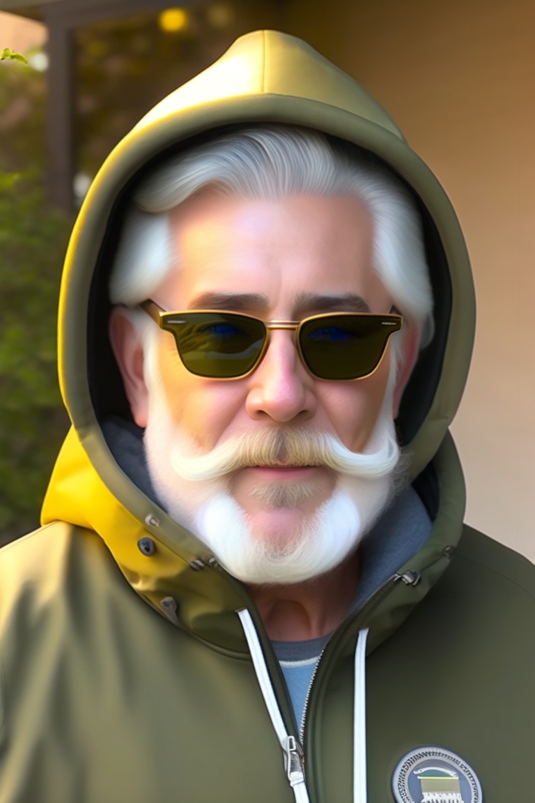Lexica - 58 year old man, in a hoodie, six feet tall, dark sunglasses ...