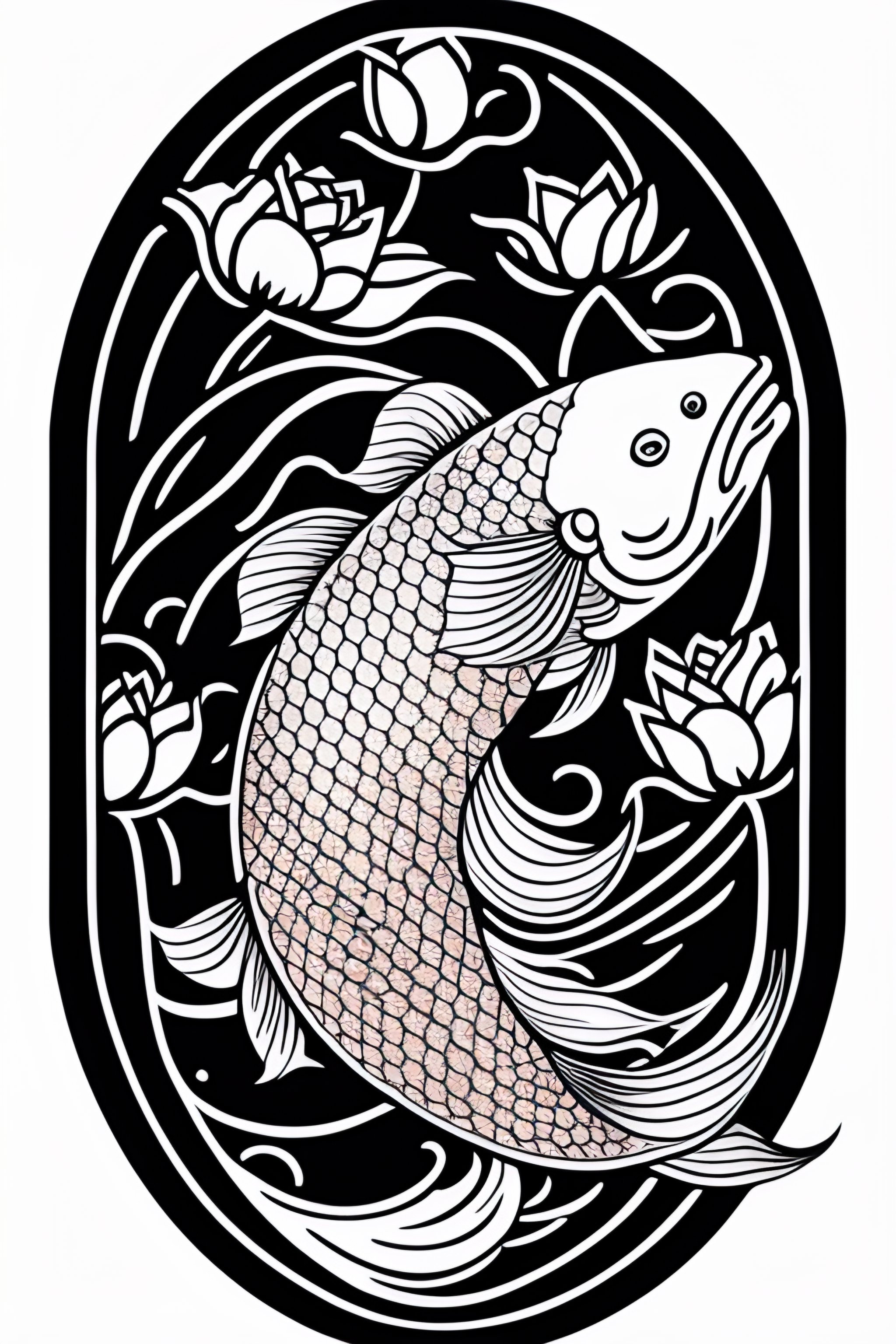Lexica - A koi carp with roses tattooed in it, irezumi, Japan, japanese ...