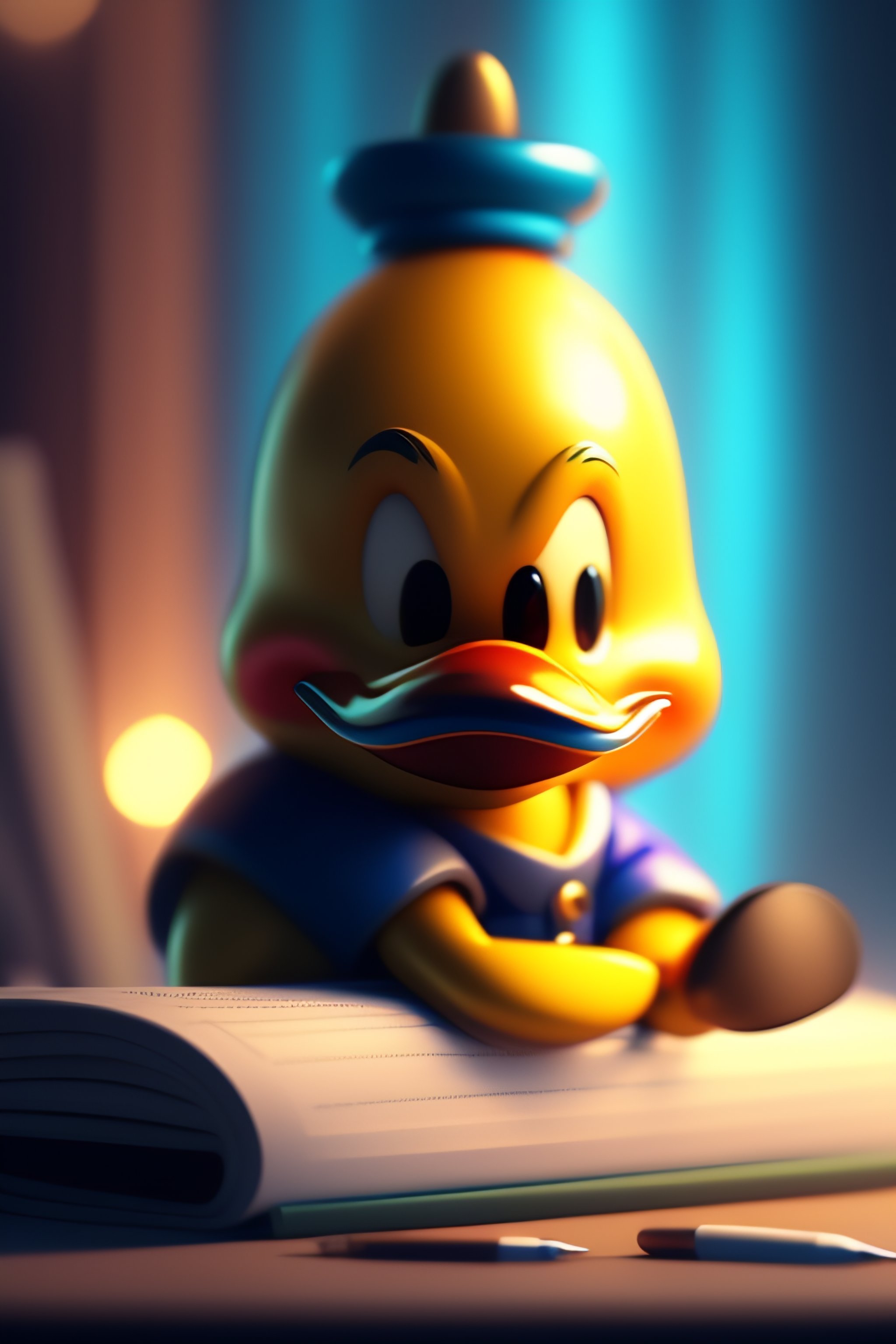Lexica - An exhausted Donald Duck commiting tax fraud, paperwork ...