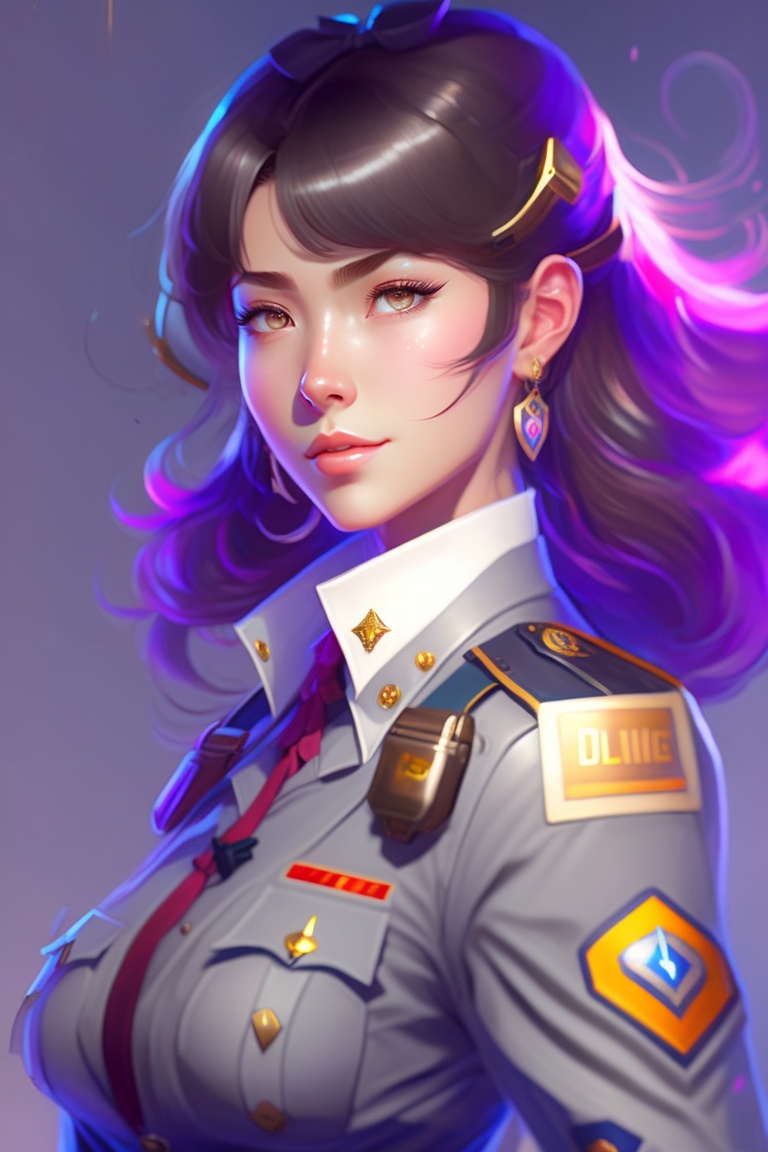 Lexica - Stunning Portrait of D.VA from Overwatch wearing a police ...