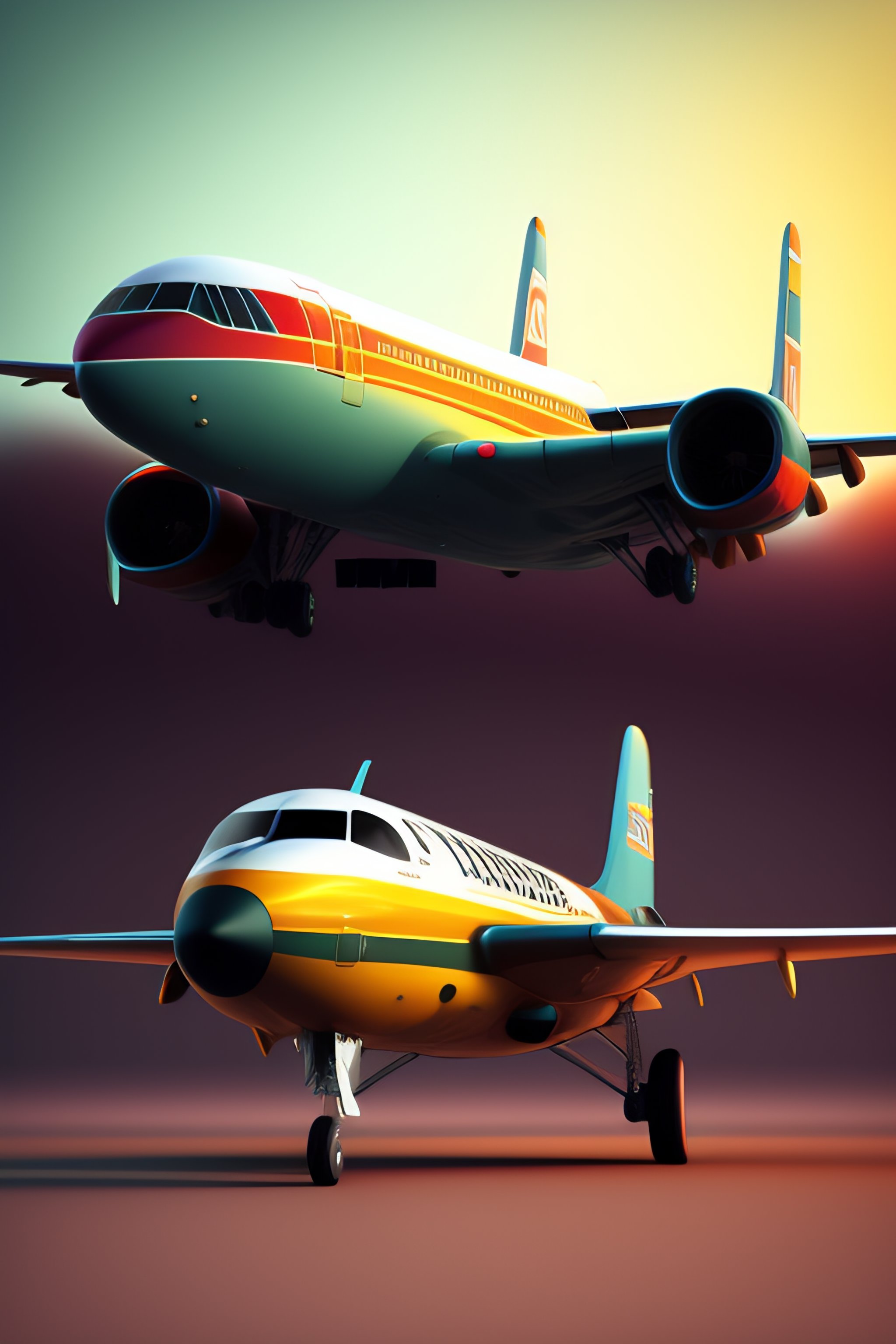 Lexica - A retro plane, 3D render