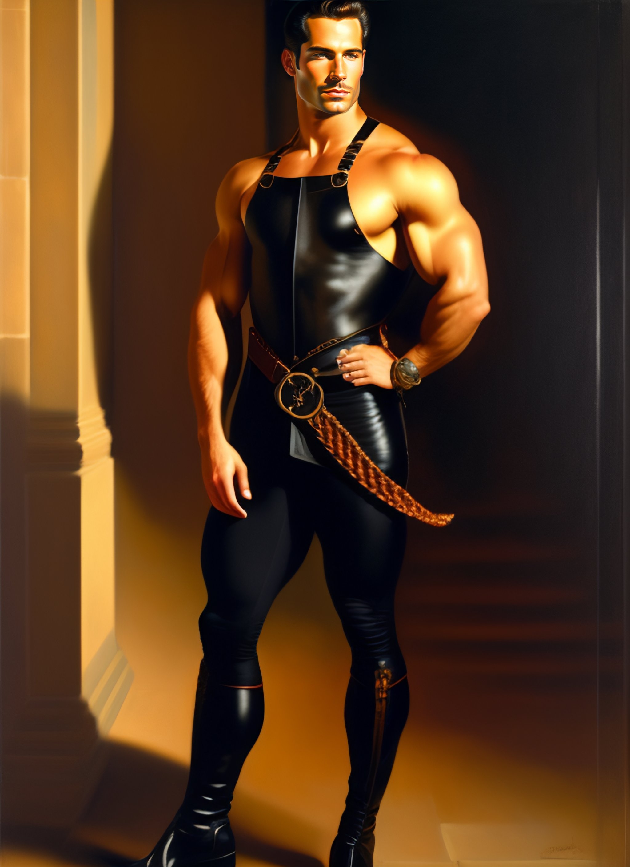 Lexica - A color oil portrait painting of a handsome male, with a ...